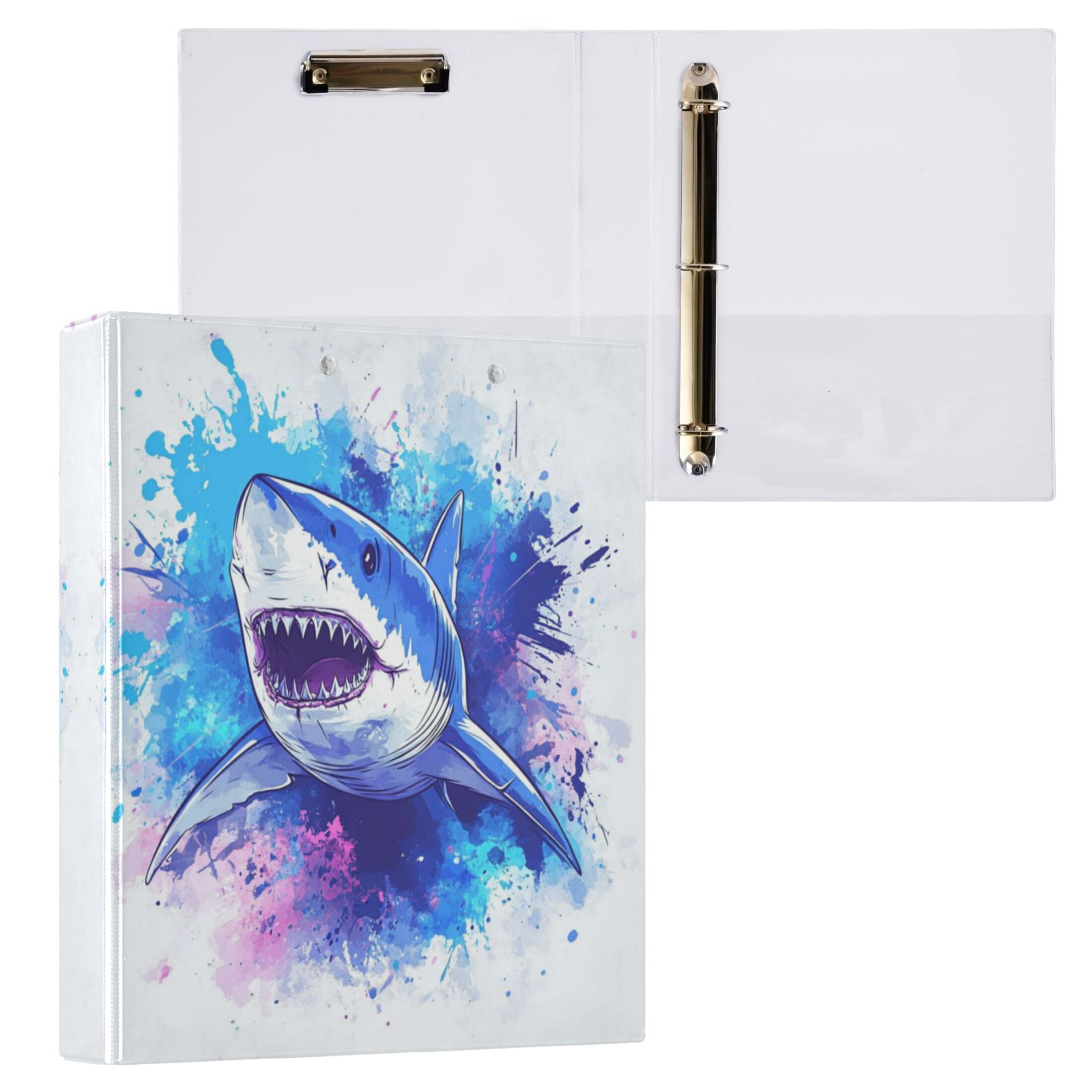 Angry Shark 3 Ring Hardcover Binders 1.5in Round Rings for Letter-Size ...