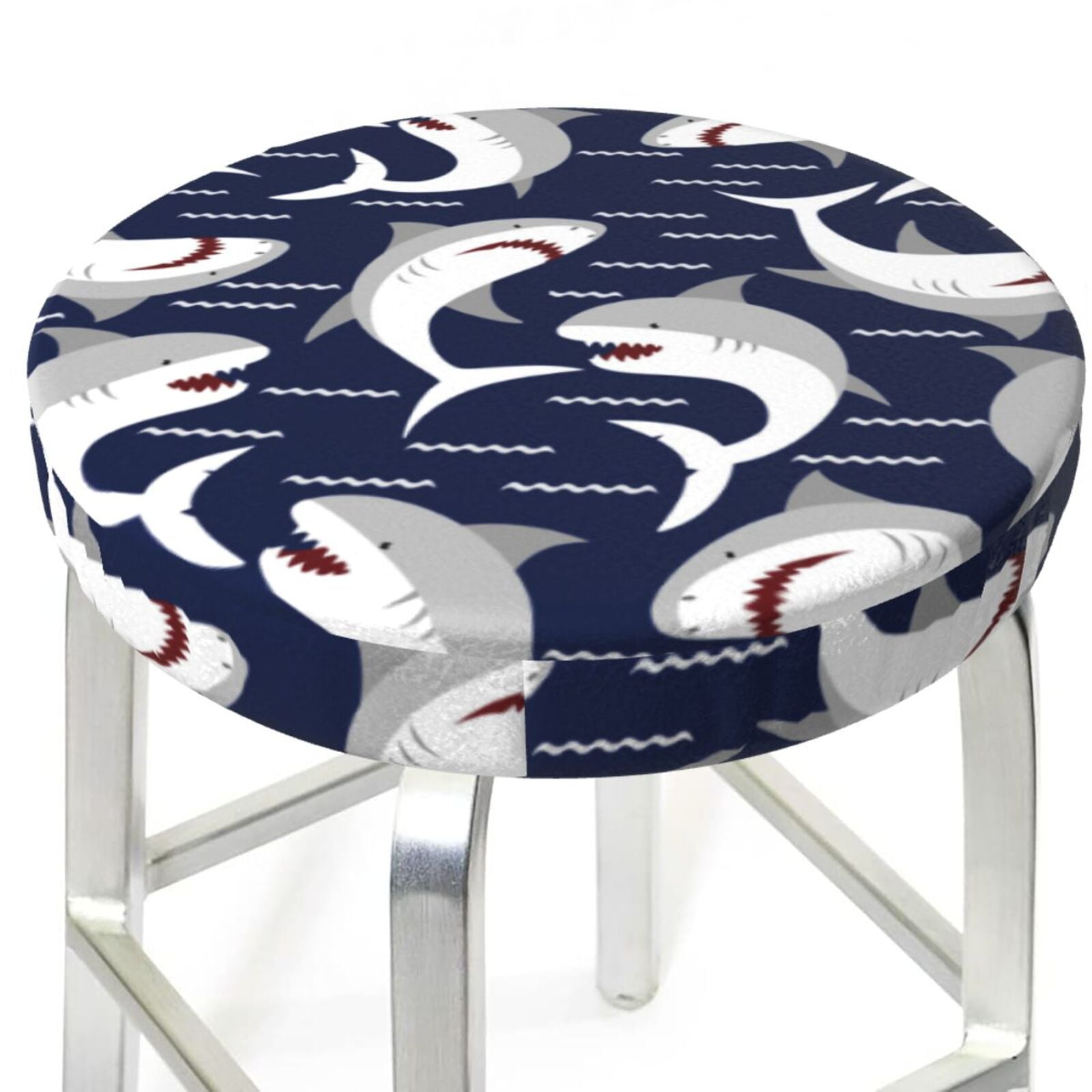 Angry Shark Bar Stool Covers - Stretch Round Seat Covers with Elastic ...