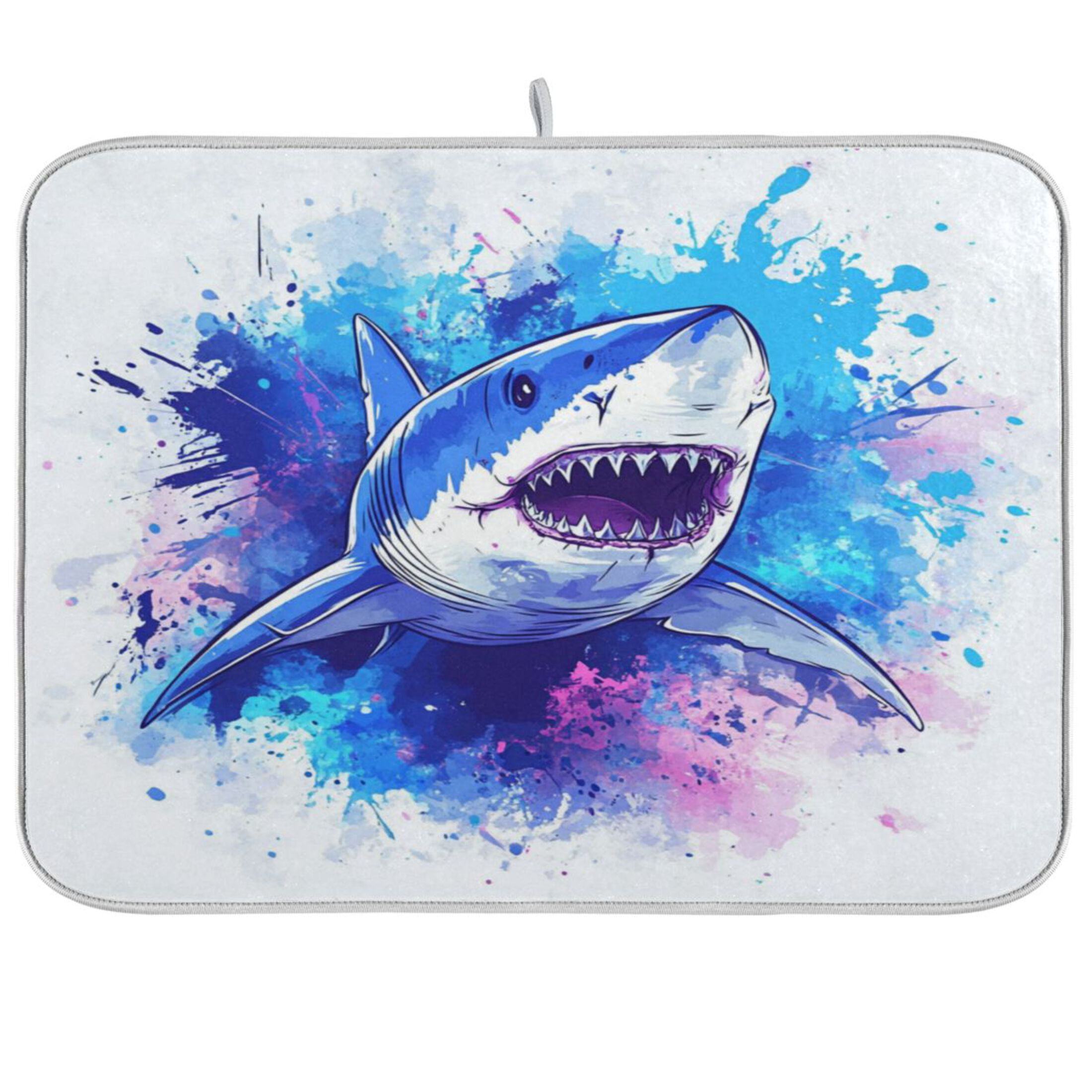 Angry Shark Dish Drying Mat Kitchen Mats Microfiber Counter Absorbent ...