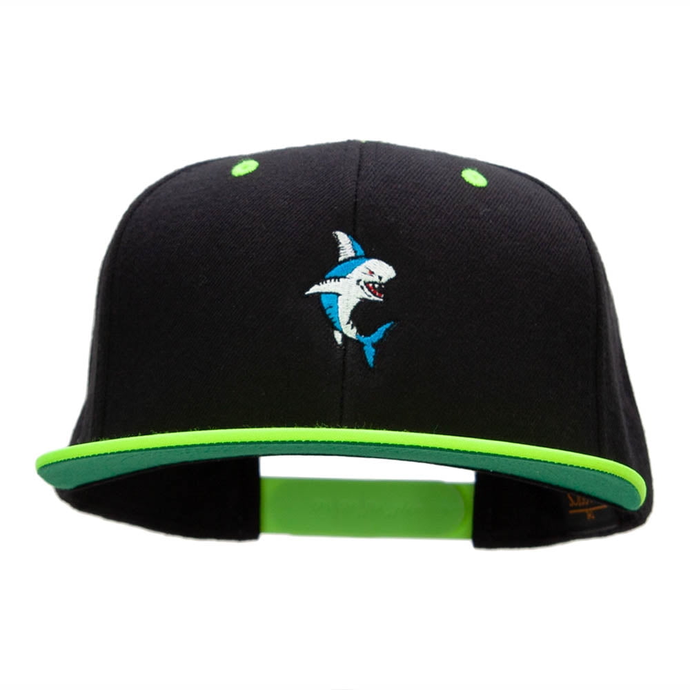 Angry Shark Embroidered Wool Blend Classic Snapback - Black Yellow OSFM ...