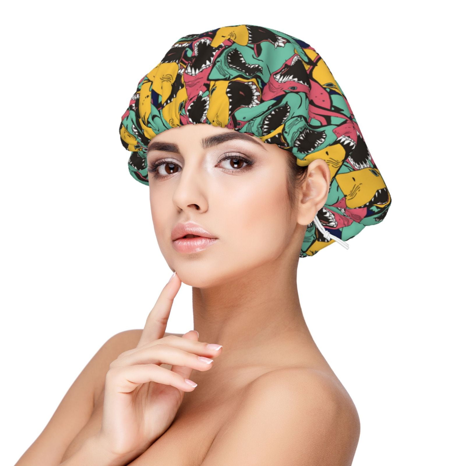 Angry Shark Pattern Silk Bonnet for Sleeping Women/Men, Adjustable ...