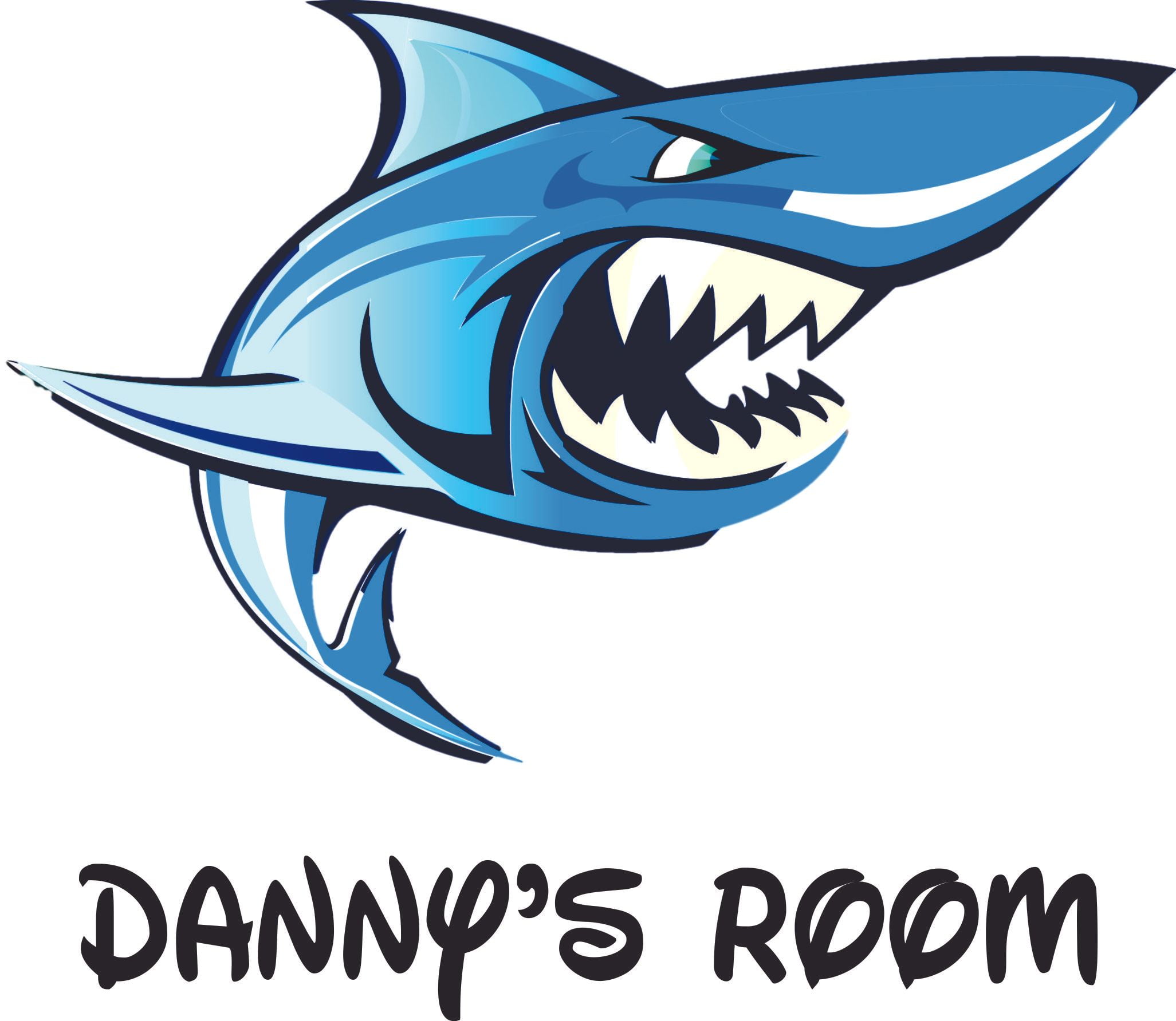 Angry Shark Sharks Animal Cartoon Customized Wall Decal - Custom Vinyl ...