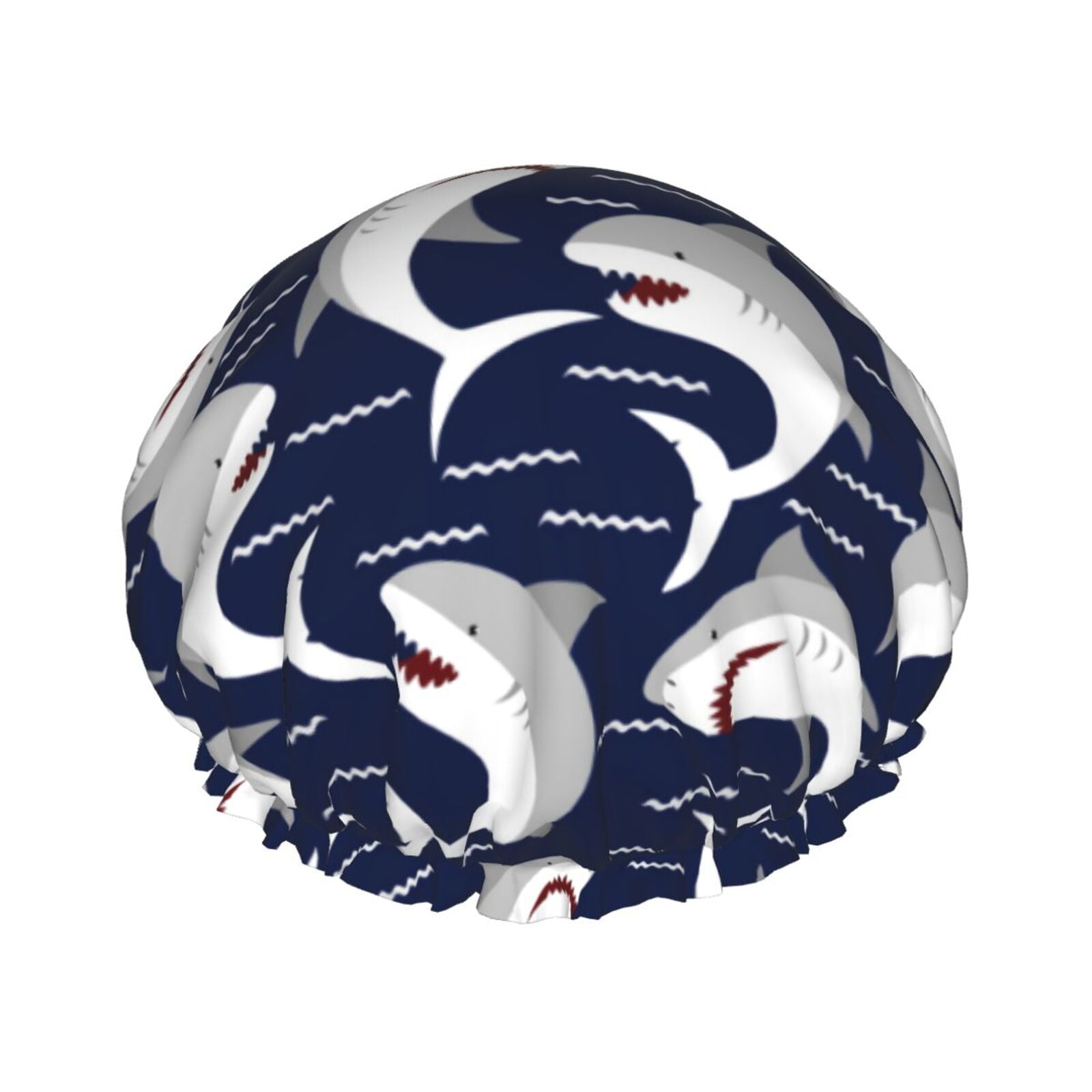 Angry Shark Shower Cap for Women, Double Waterproof Layers Shower Caps ...