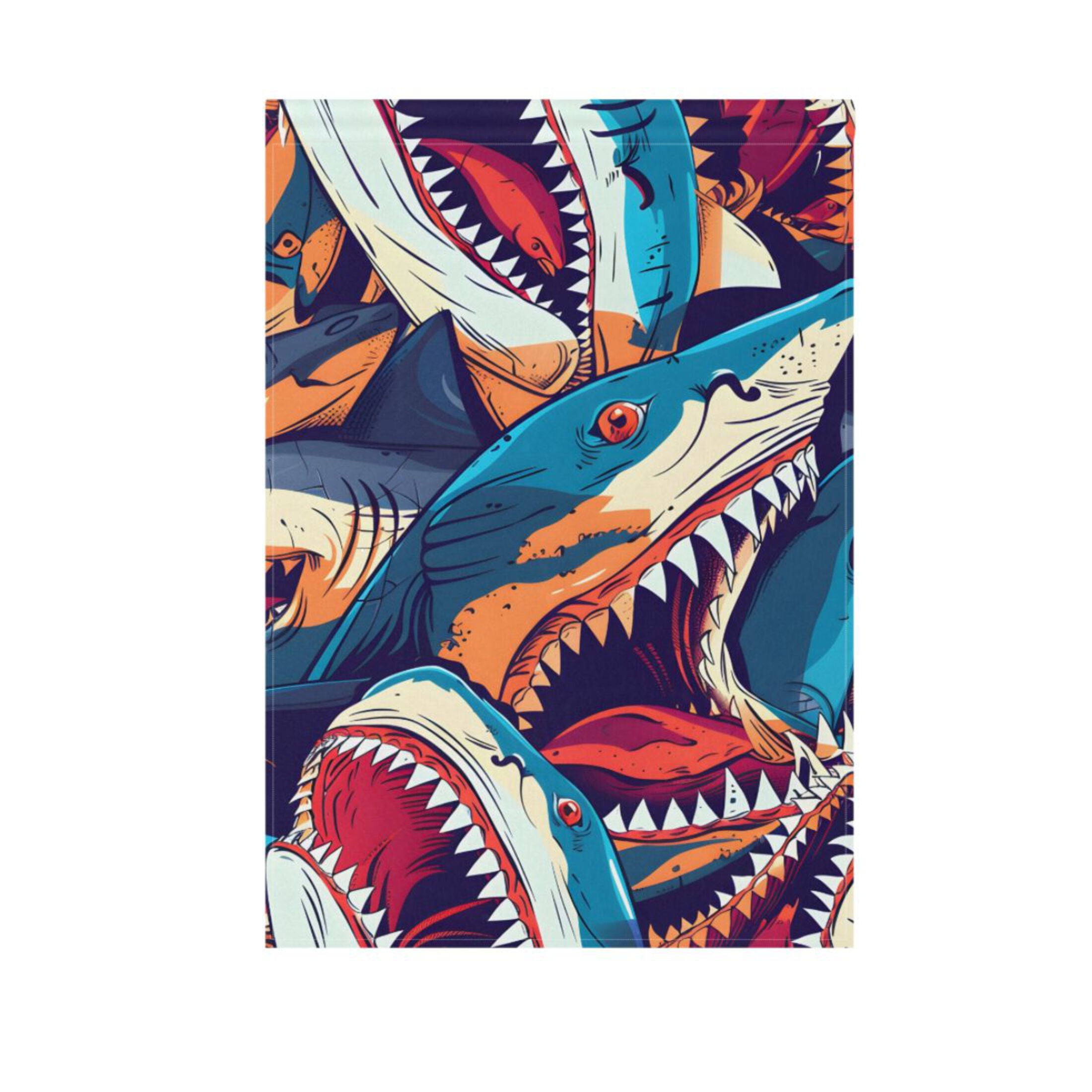 Angry Sharks Garden Flag 28"x40" Double-Sided Yard Flags for Outside ...