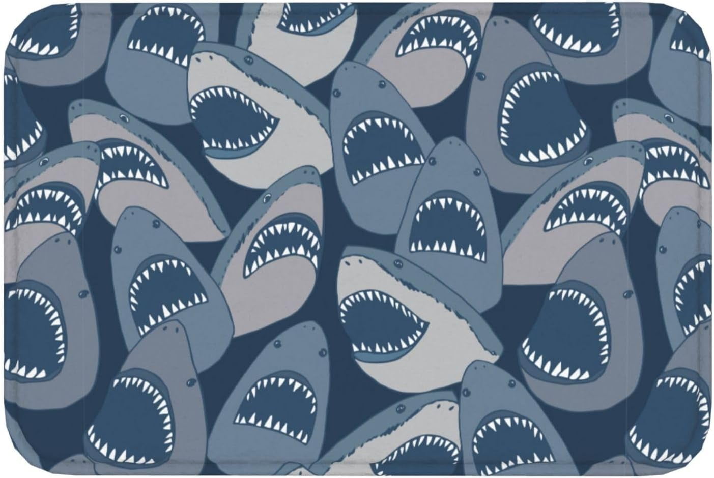 Angry Sharks Sea Animal Bath Mat Non-Slip Soft Microfiber Bathroom Rugs ...