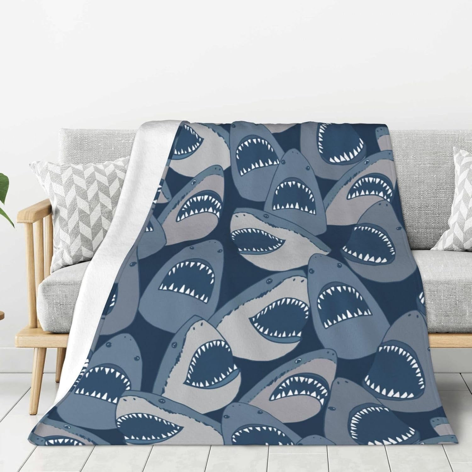 Angry Sharks Sea Animal Throw Blankets All Season Ultra Soft Warm ...