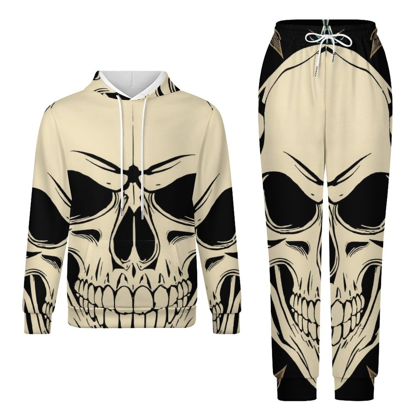 Angry Skull Pattern Background Design Hoodie + Pants Suit Cool Men ...