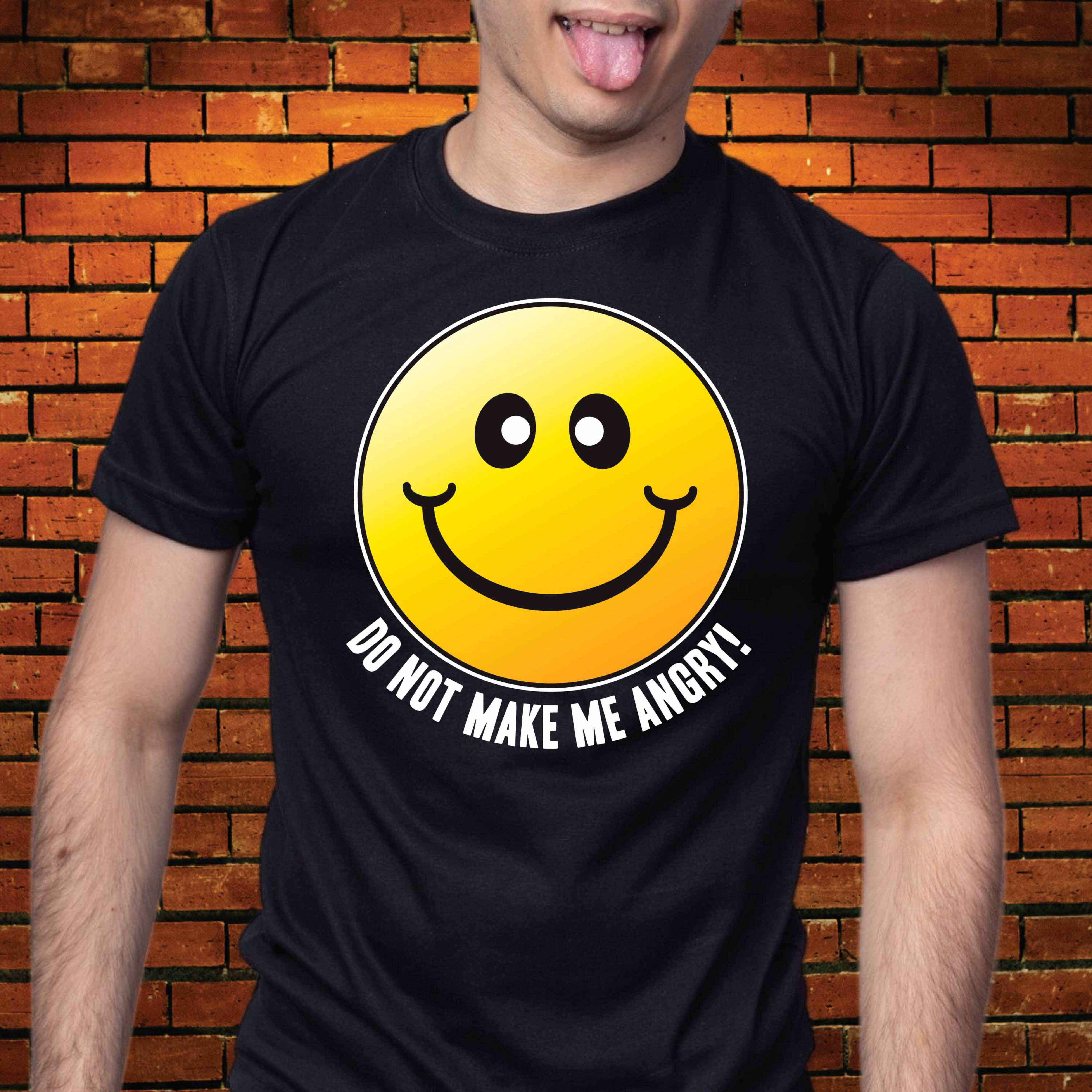 Angry Smiley Face Funny Slogan T-Shirt / Birthday + Stag + Hen Joke Gift / Idiot Party Wear ...