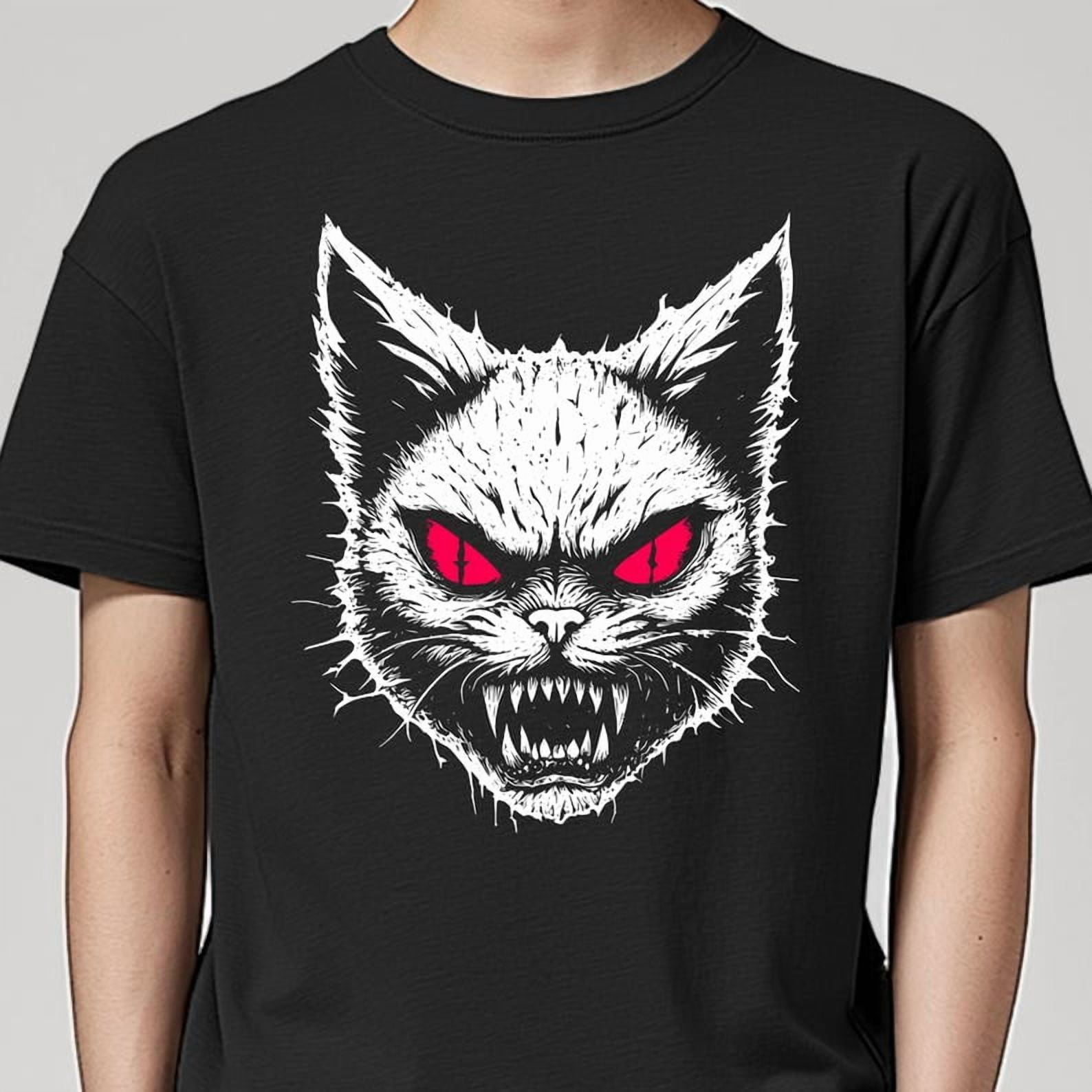 Angry Snarling Cat Shirt, Spooky Feline Tee for Therians, - Walmart.com