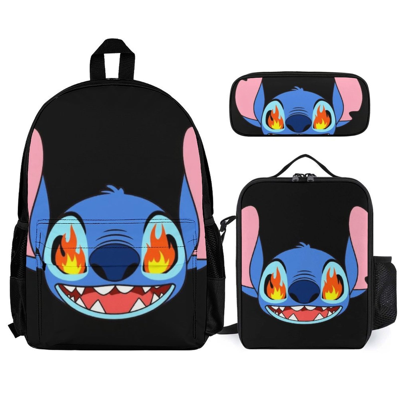 Angry Stitch Face Backpack 3pcs/set Backpack For With Lunch Bags And ...