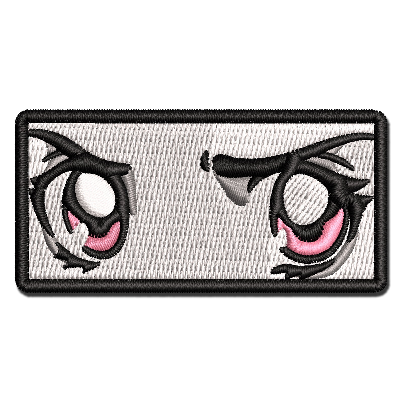 Angry Suspicious Anime Manga Eyes Pink Applique Multi-Color Embroidered ...
