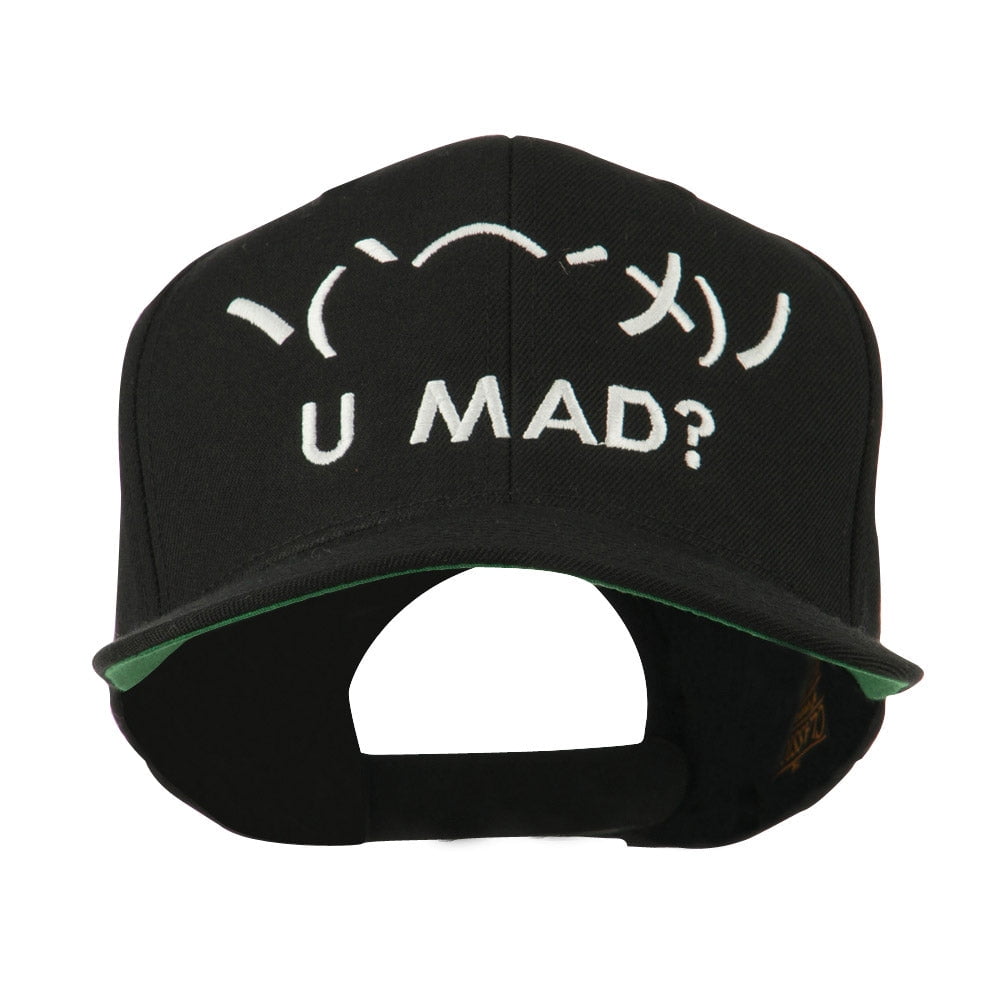 Angry Text Emoticon Embroidered Snapback Cap - Black OSFM - Walmart.com