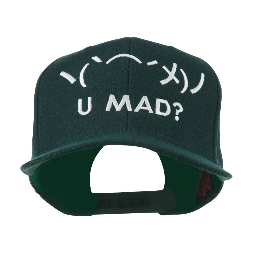 Angry Text Emoticon Embroidered Snapback Cap - Spruce OSFM - Walmart.com