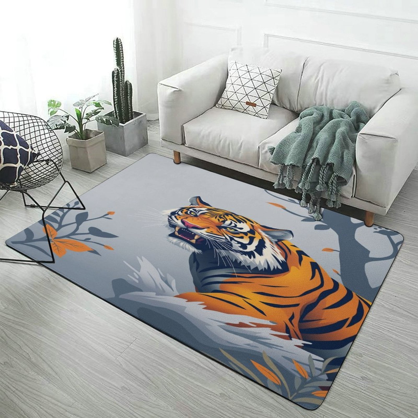 Angry Tiger Nature Artwork Design Carpet Rug for Home Living Room ...
