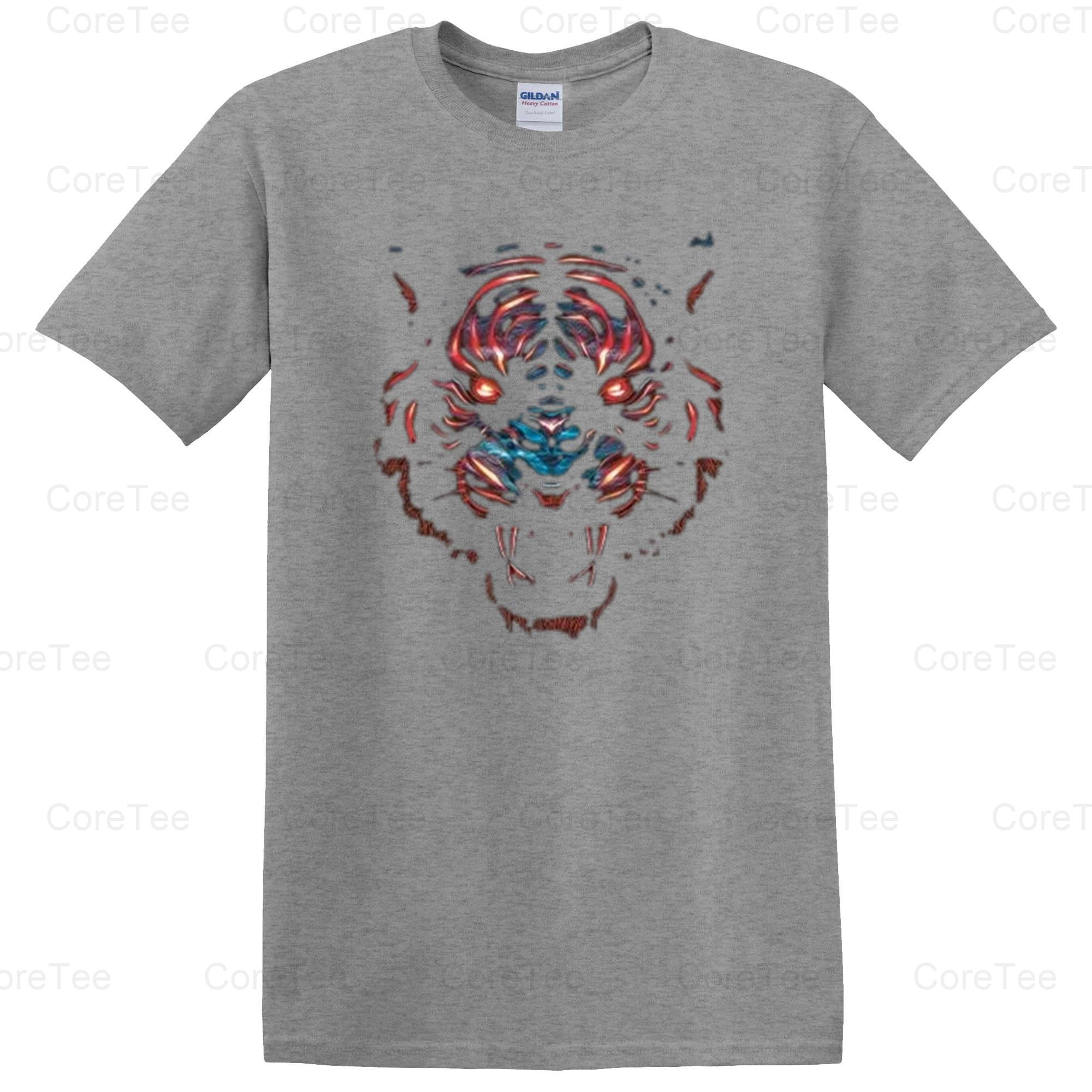 Angry Tiger Scary Mean Gym Workout Roar Beast Mode Cool Graphic Art T-Shirt Unisex, up to 5XL ...