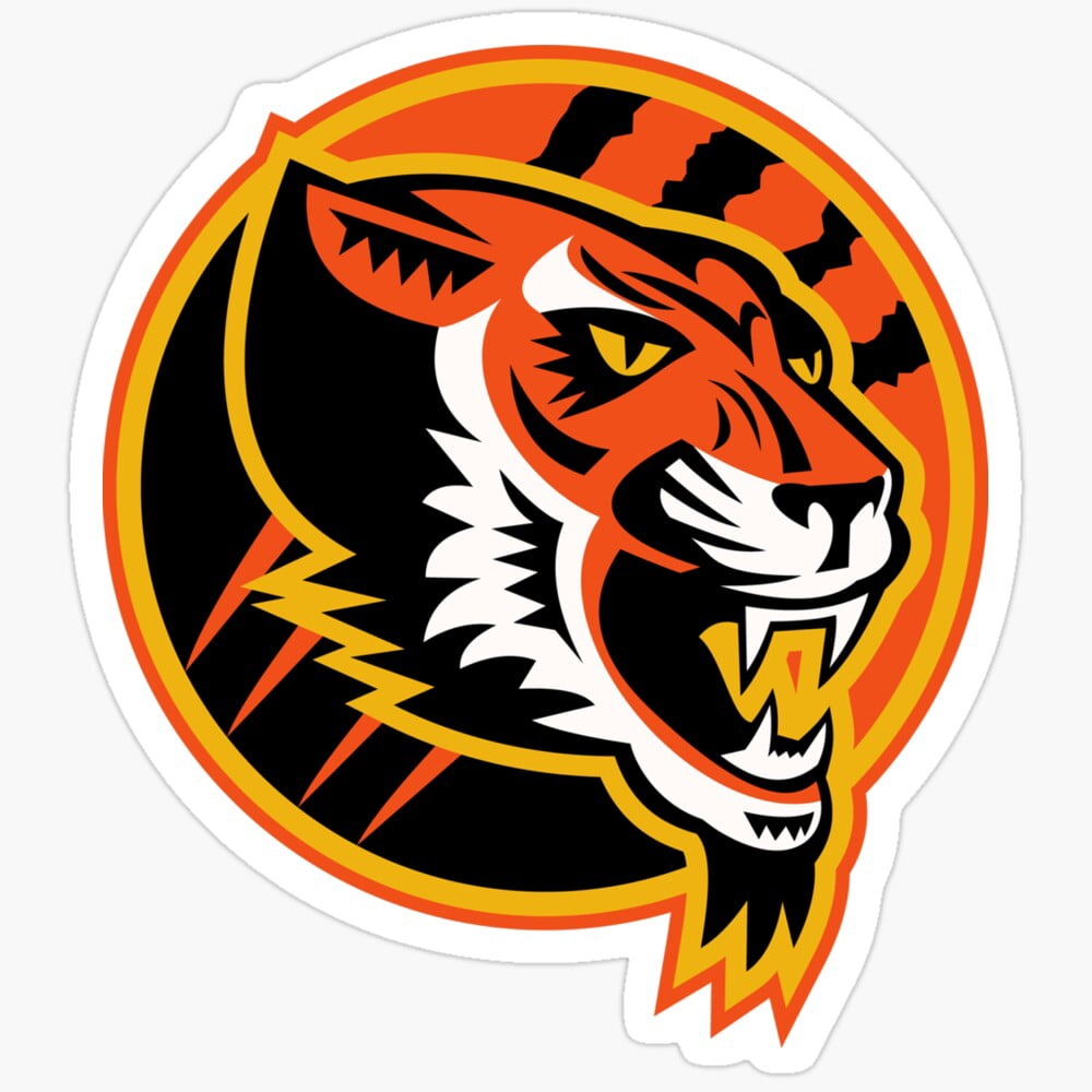 Angry Tiger Side Retro Sticker Baseball Sticker, Football Sticker ...