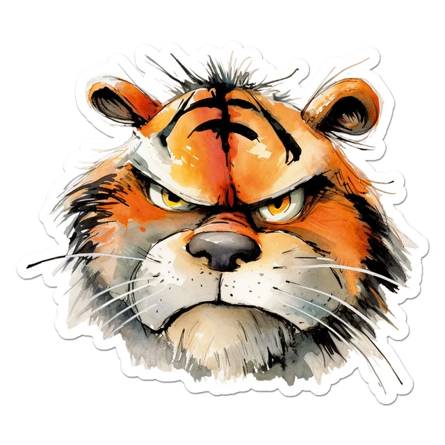 Angry Tiger Sticker Phone Decal Water Bottle Stickers Car Decals ...