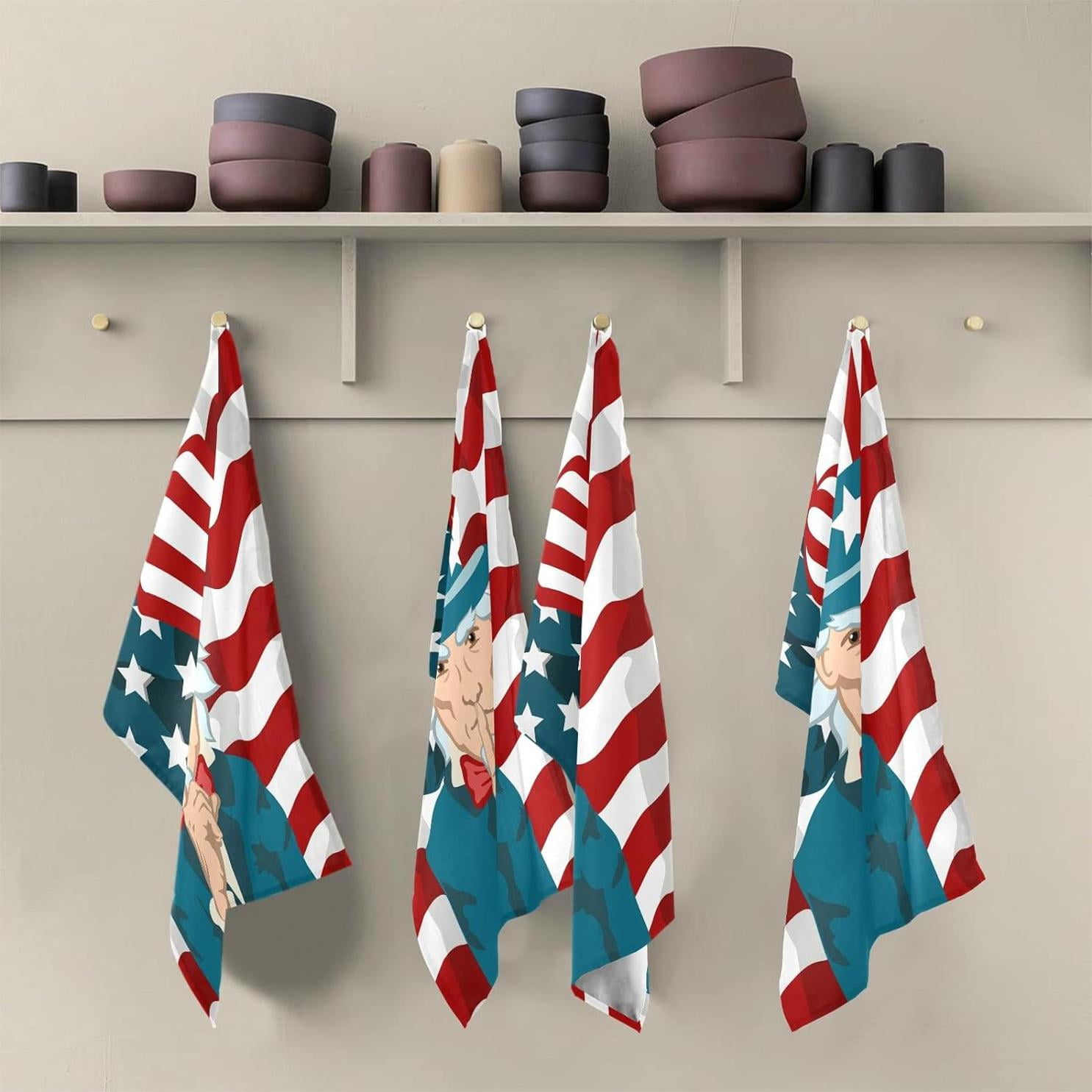 Angry Uncle Sam Finger Tea Towels Set of 6 USA Stars and Stripes Flag ...