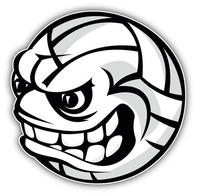 Angry Volleyball Face Mascot Car Sticker Phone Decal Water Bottle ...