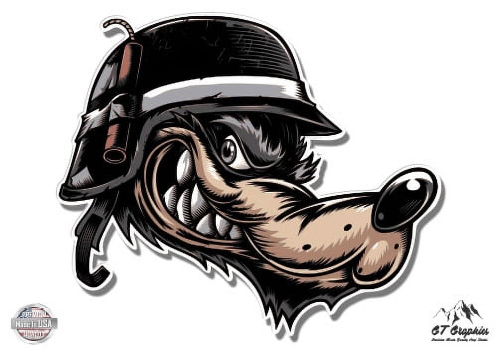 Angry Wolf Dynamite - 5" Vinyl Sticker - For Car Laptop I-Pad ...