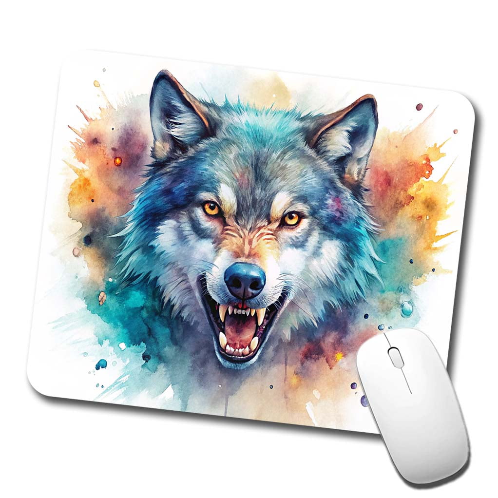 Angry Wolf Watercolor Mouse Pad Low Profile Gaming Mat - Walmart.com