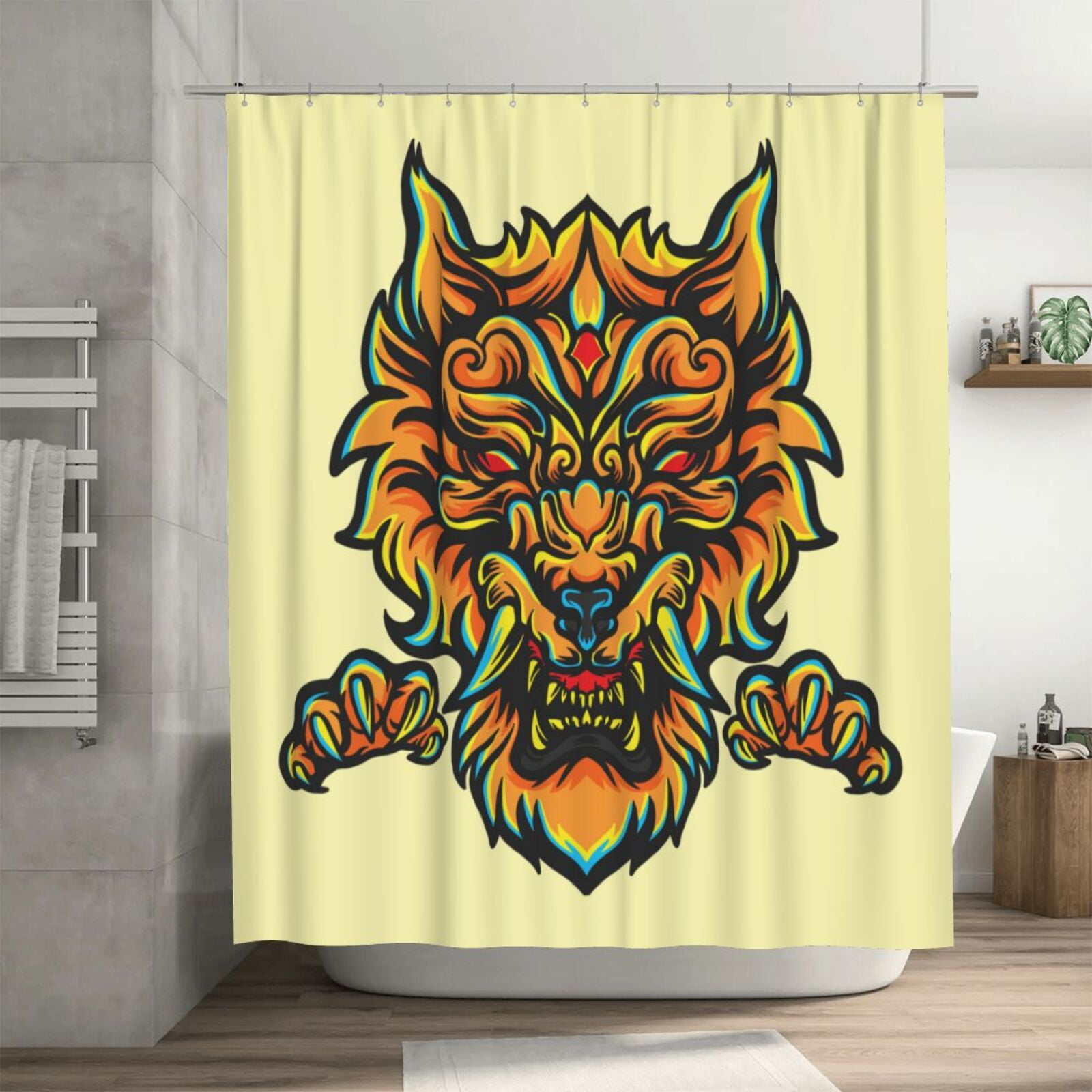 Angry Wolf Werewolf Pattern Shower Curtain, Mythology Waterproof Bath ...