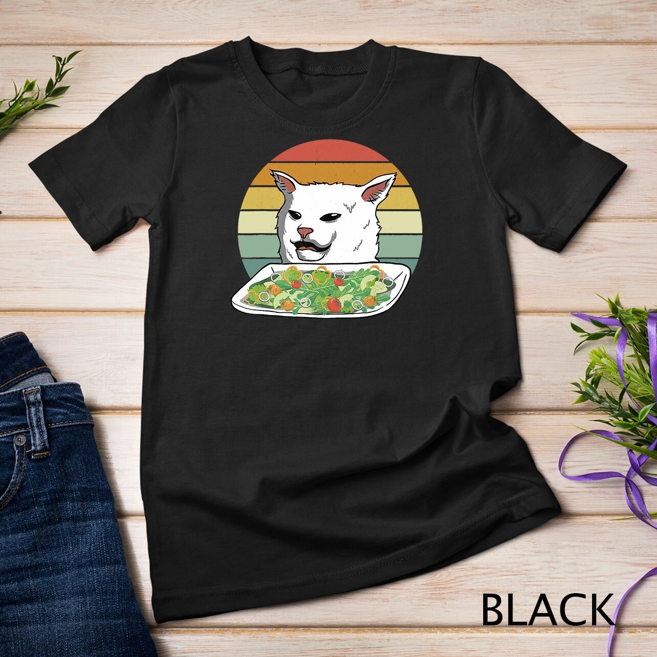 Angry Women Yelling At Confused Cat At Dinner Table Meme Cat Unisex T ...