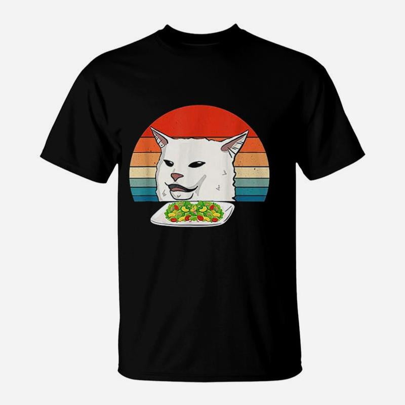 Angry Women Yelling At Confused Cat At Dinner Table Meme TShirt ...
