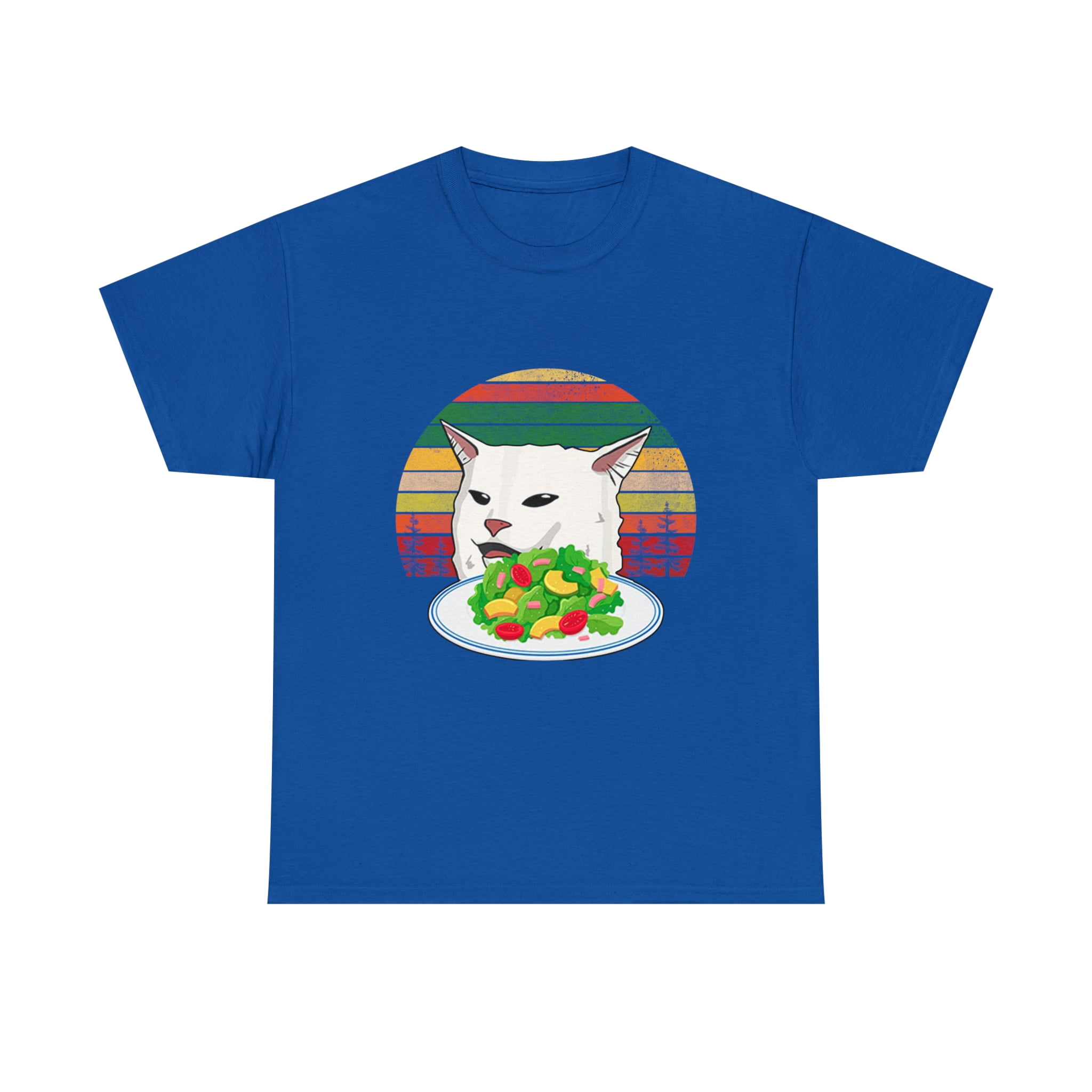 Angry Women Yelling at Confused Cat at Dinner Table Meme Tshirt ...