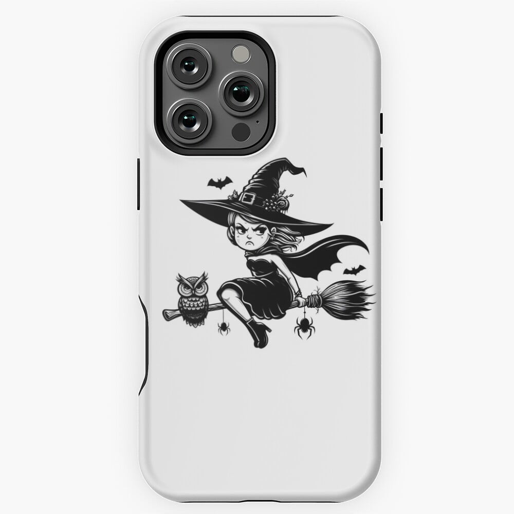 Angry flying witch and her owl Phone Case for iPhone 16 15 14 13 12 11 ...