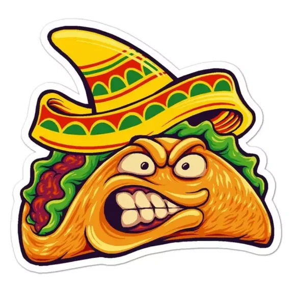 Angrytoon Taco Sticker Indoor Outdoor Phone Decal Water Bottle Stickers ...