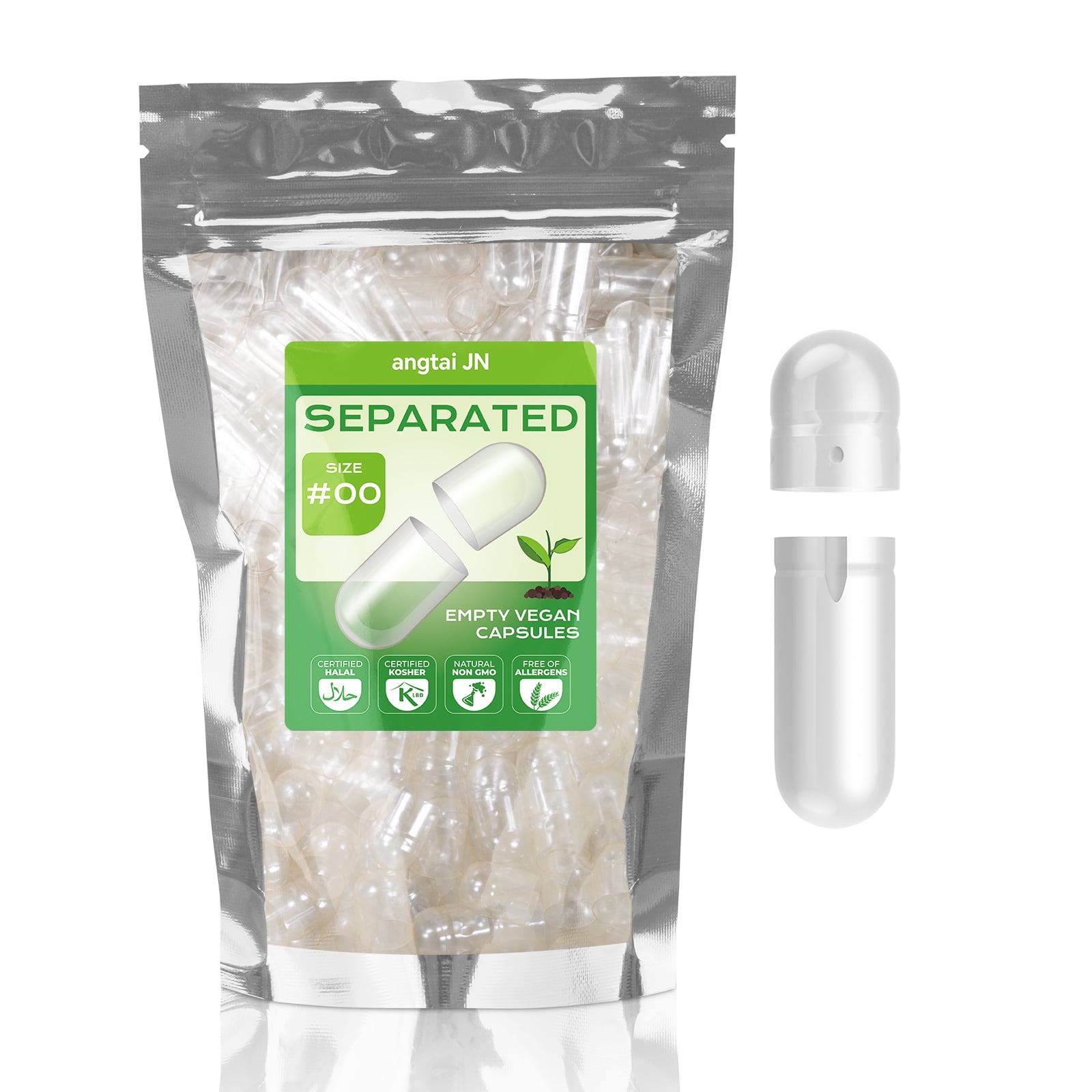 Angtai JN Clear Empty Vegan Pill Capsules Separated Size 00 Vegetarian ...