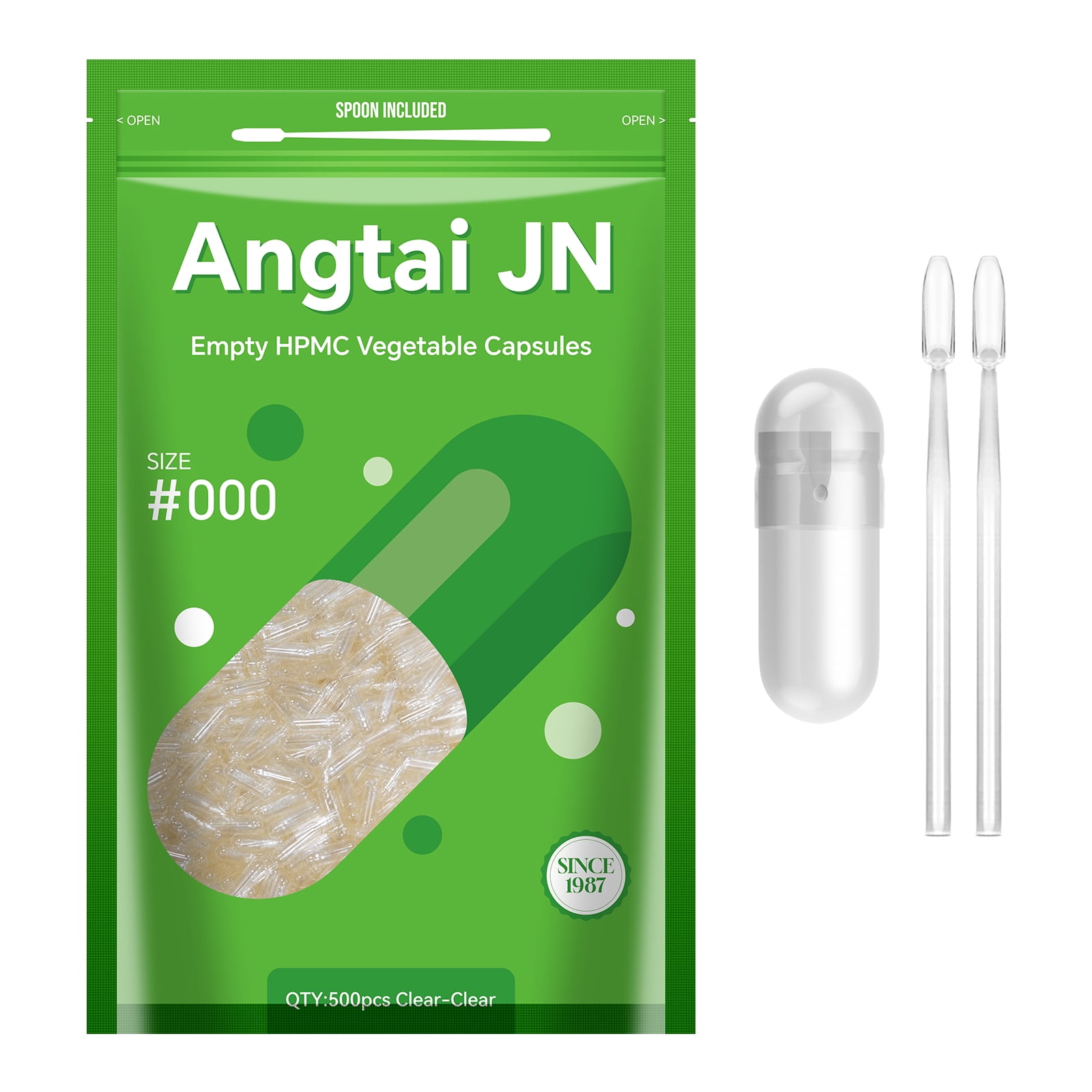 Angtai JN Empty Pill Capsules Size 000 - Clear Vegetable Vegetarian ...