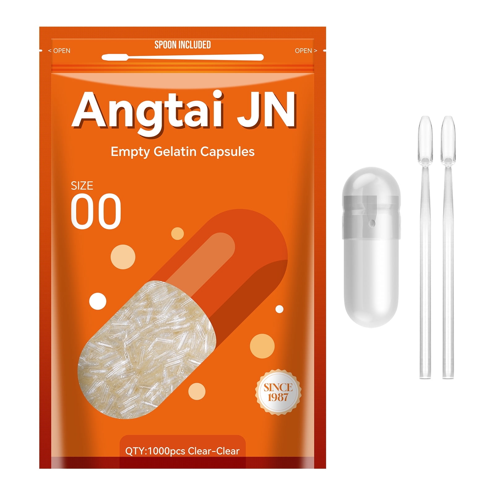 Angtai JN Empty Gelatin Capsules Size 00 - Clear Empty Gel Capsules ...