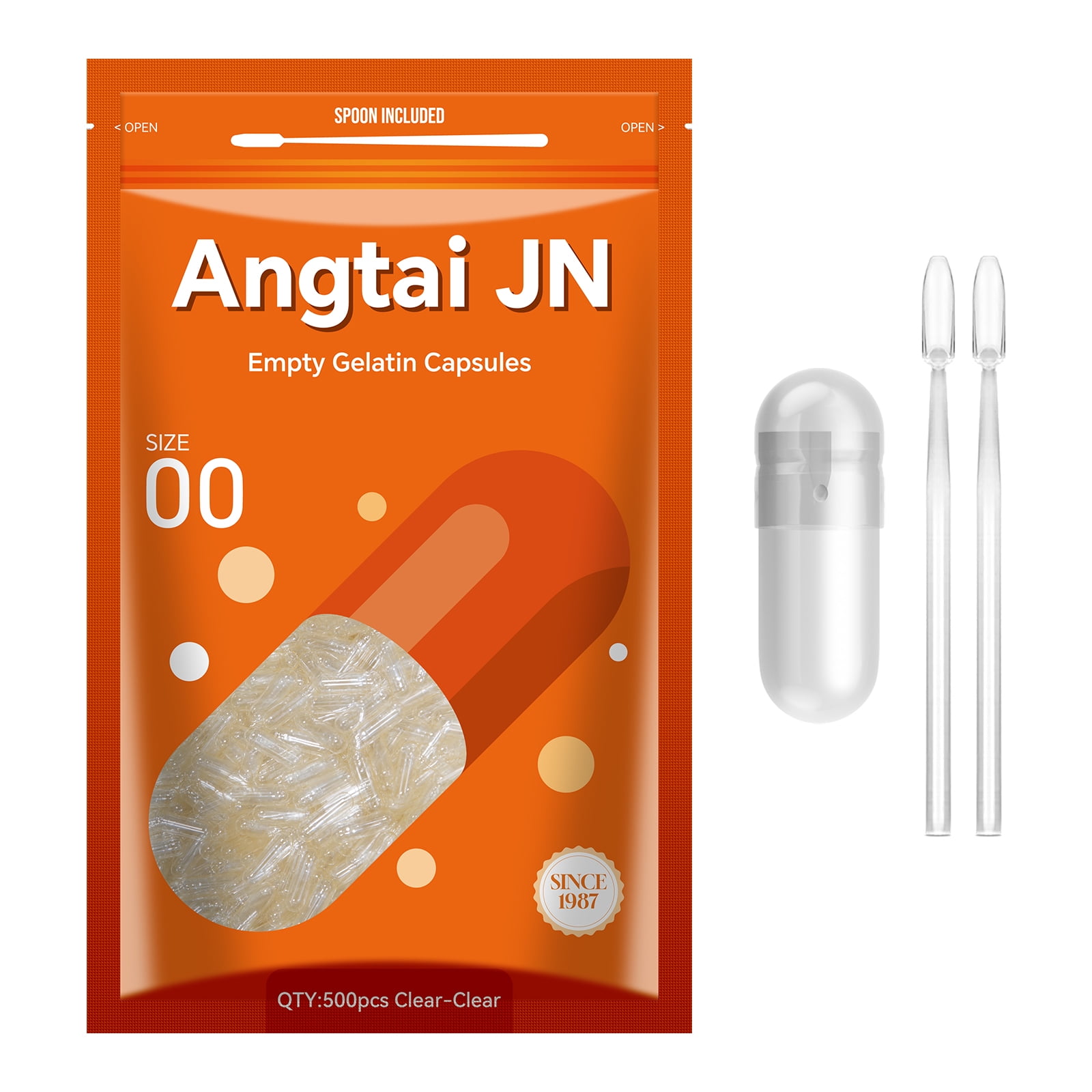 Angtai JN Empty Gelatin Capsules Size 00, 500 Count, Clear, with Micro ...