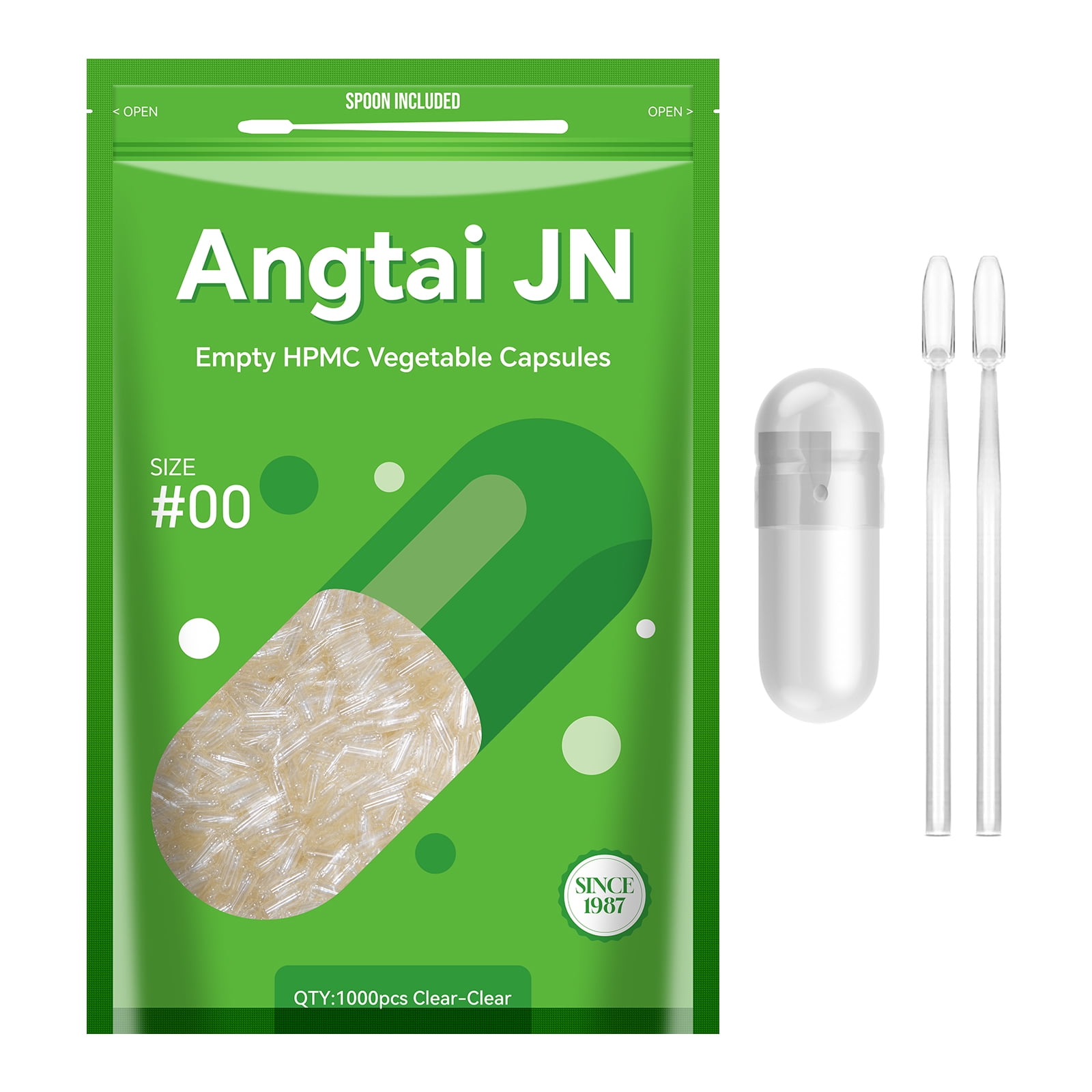 Angtai JN Empty Vegan Capsules Size 00, Clear HPMC Veggie Pill Capsules ...