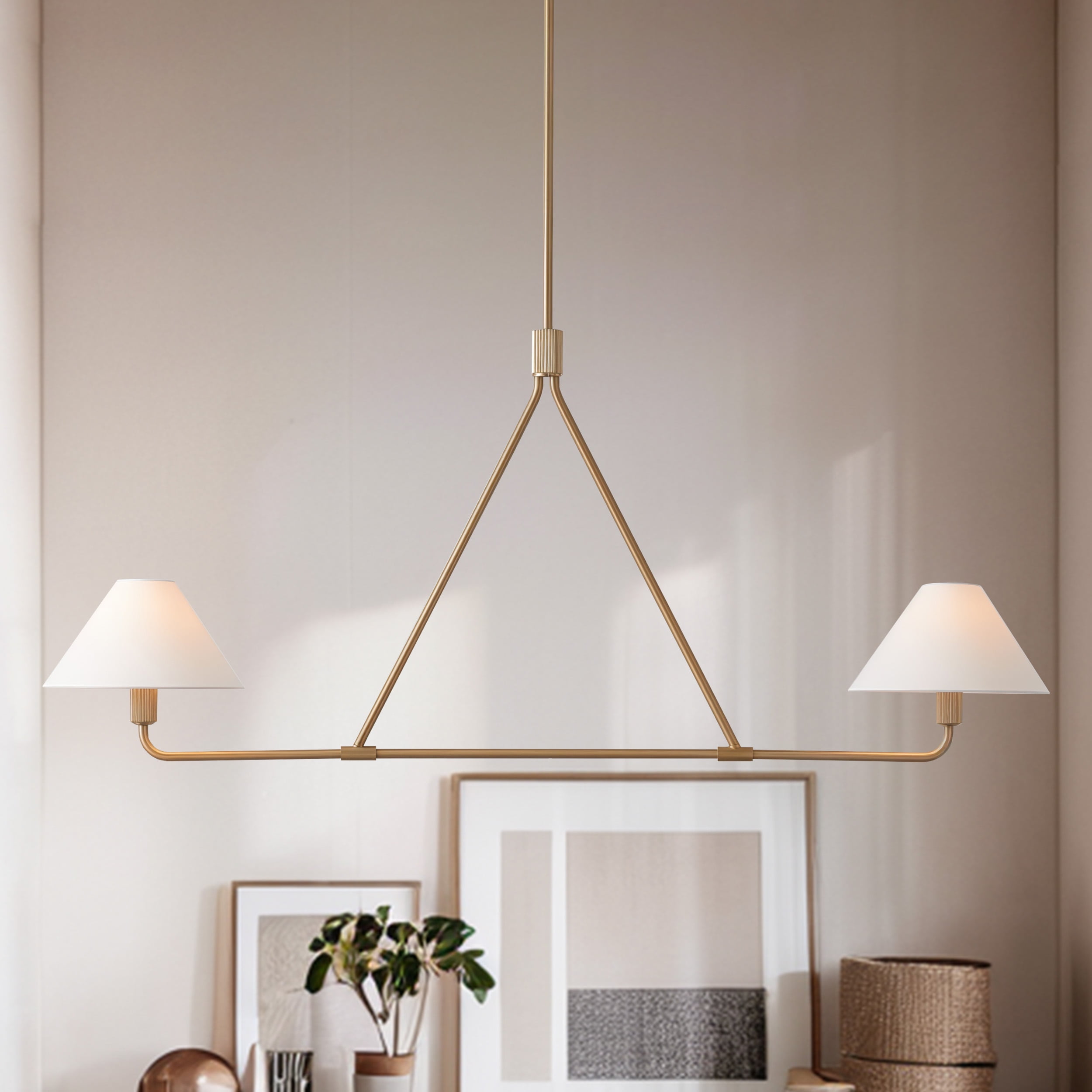 Angular Minimalist Elegance Architectural 2-Light Tapered Pendant,light ...