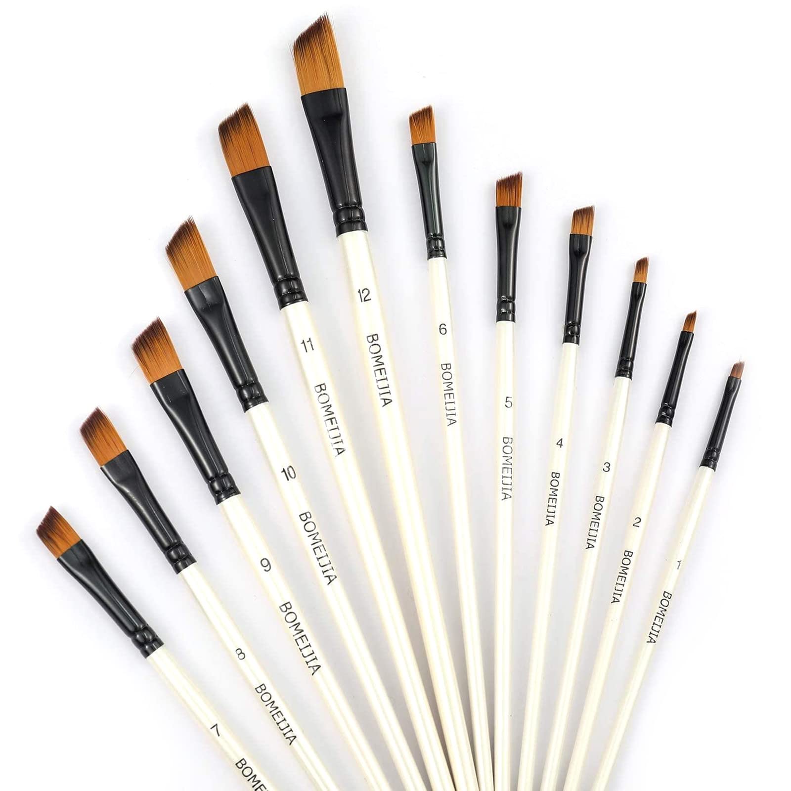 Angular Paint Brushes Set for Acrylic Watercolor Gouache Oil Tempera ...
