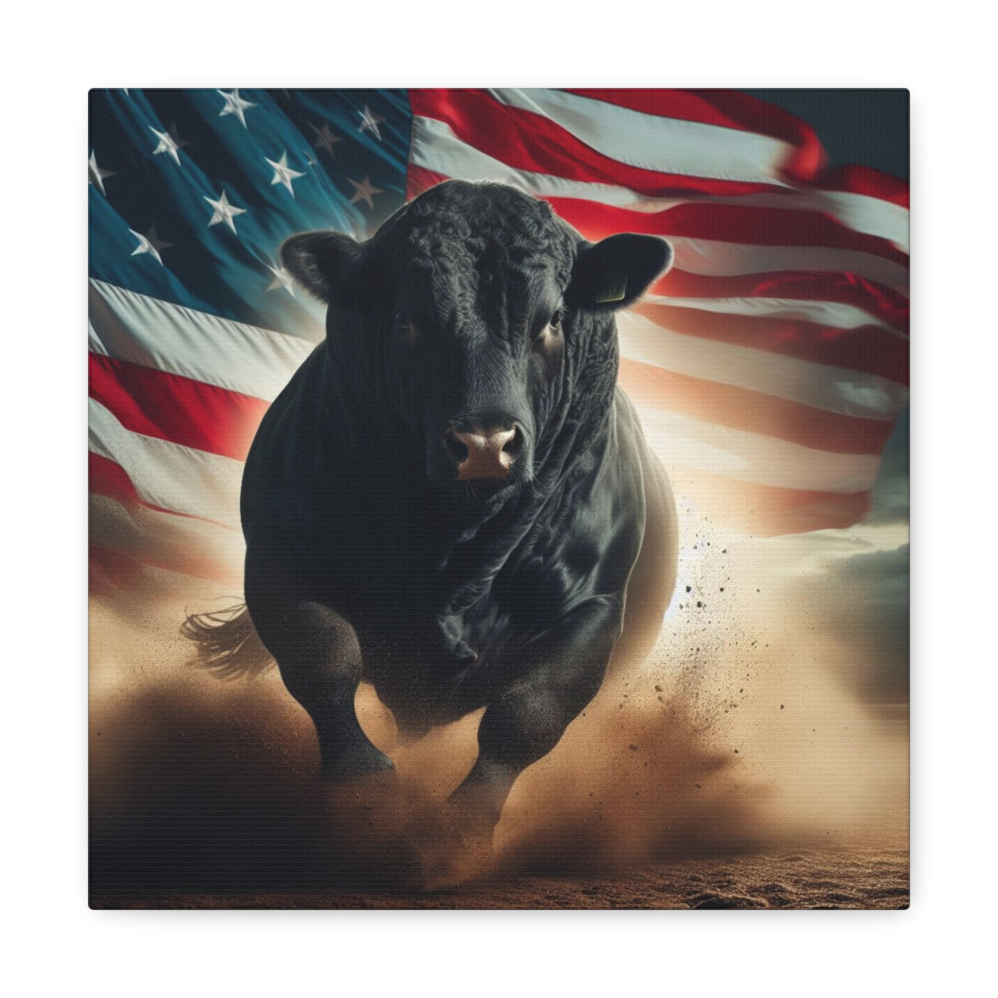Angus Bull & American Flag, Canvas Gallery Wrap, Cow Cattle Wall Decor ...