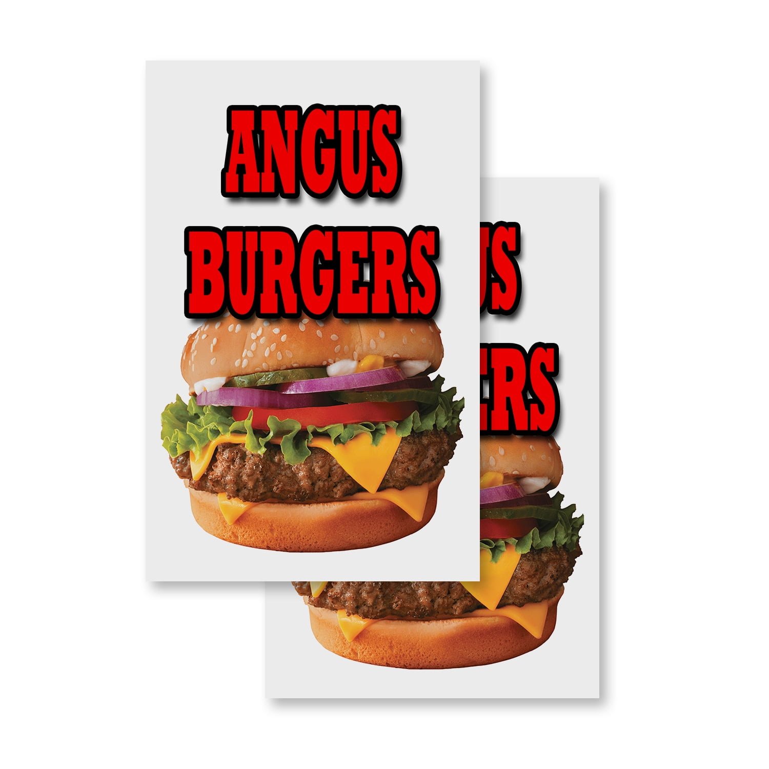 Angus Burgers (2-PACK) 24" x 36" Vinyl Decals | Sign Insert Peel ...