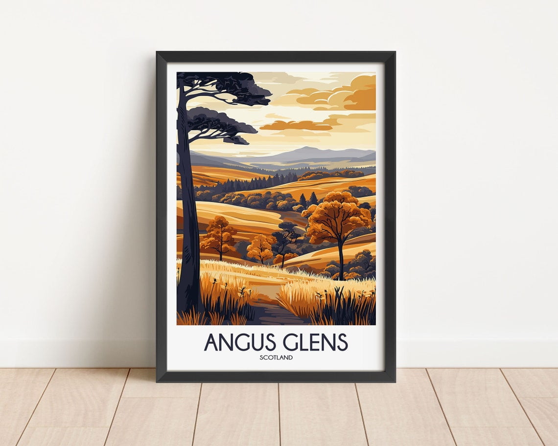 Angus Glens Poster Scotland Vintage Style Scenic Wall Art, Unframed ...