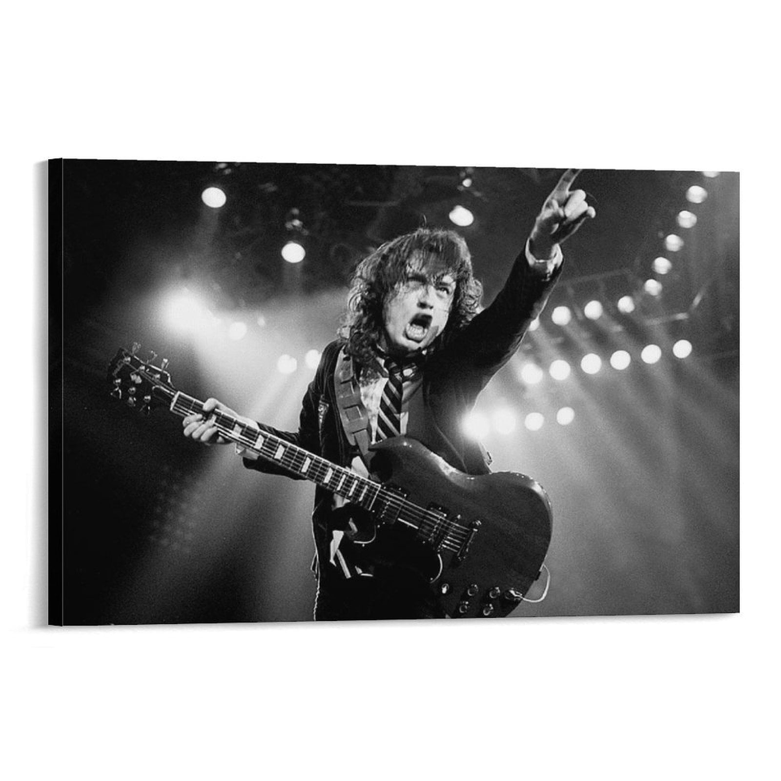 Angus Young Rocker Black And White Retro Art Posters (5) Canvas Wall ...