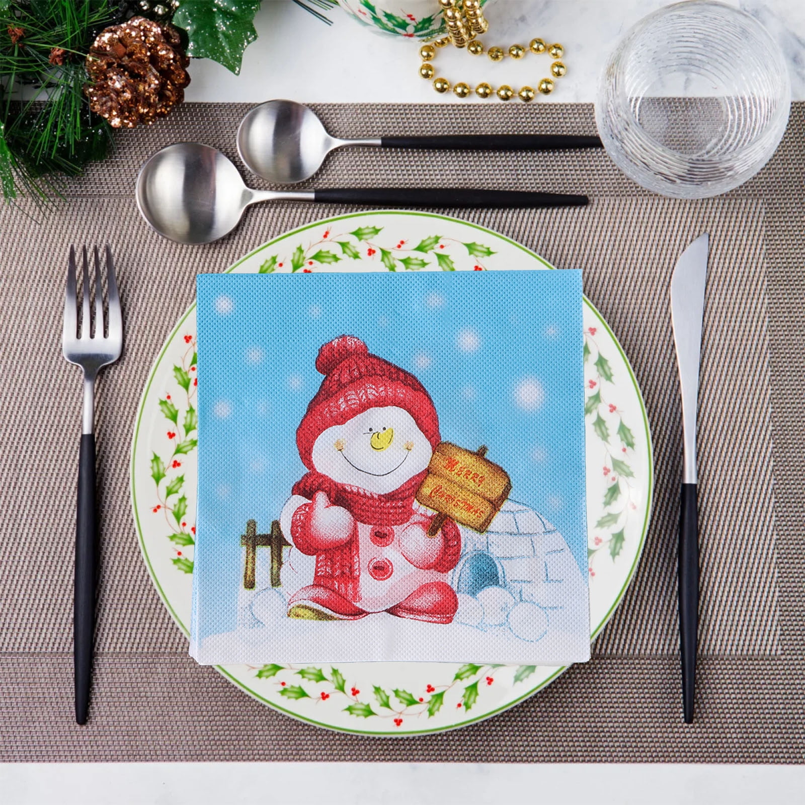 Anhility 20Pcs Merry Christmas Paper Napkins Disposable Napkins Cartoon ...