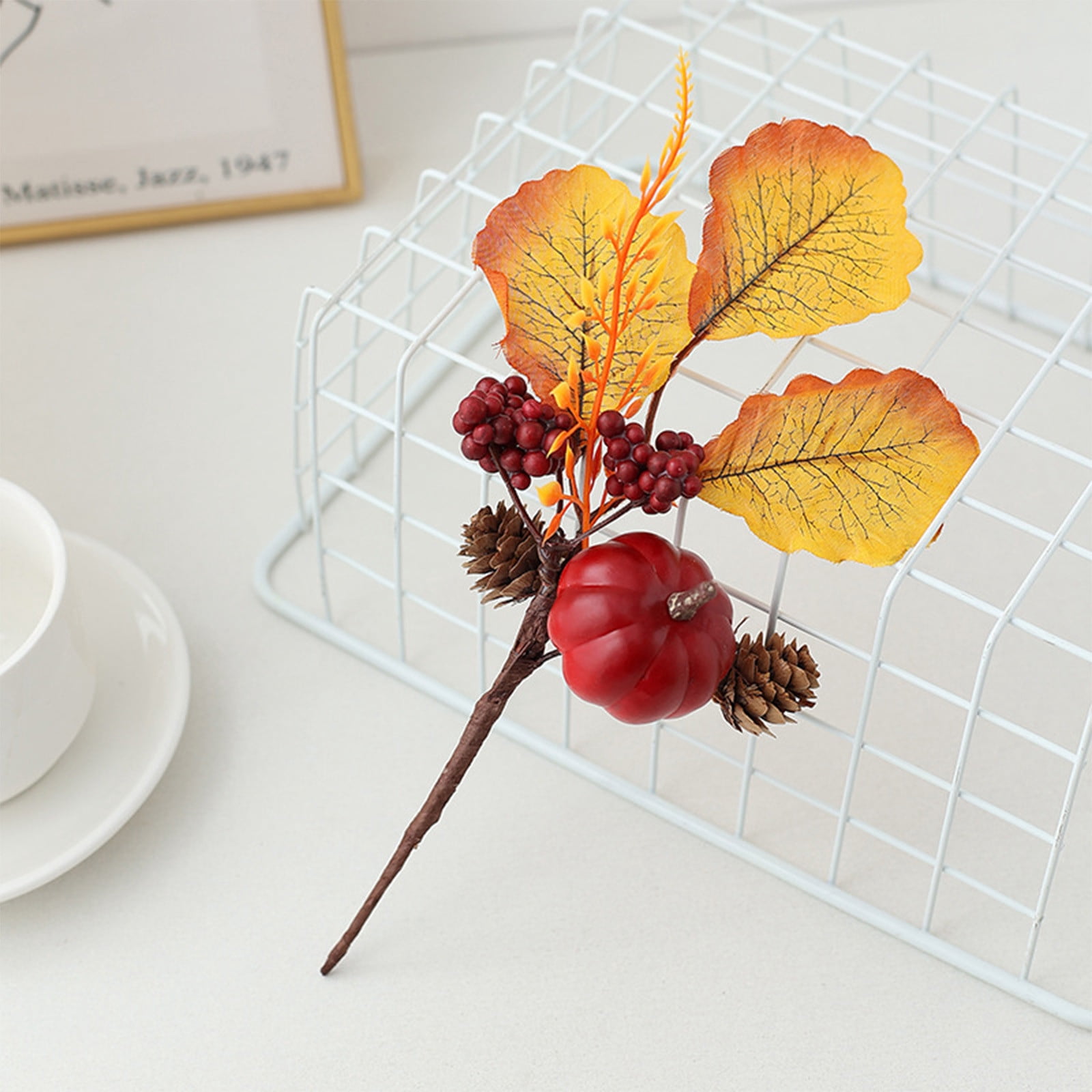 Anhility 3Pcs Thanksgiving Maple Leaves Stems Artificial Halloween ...