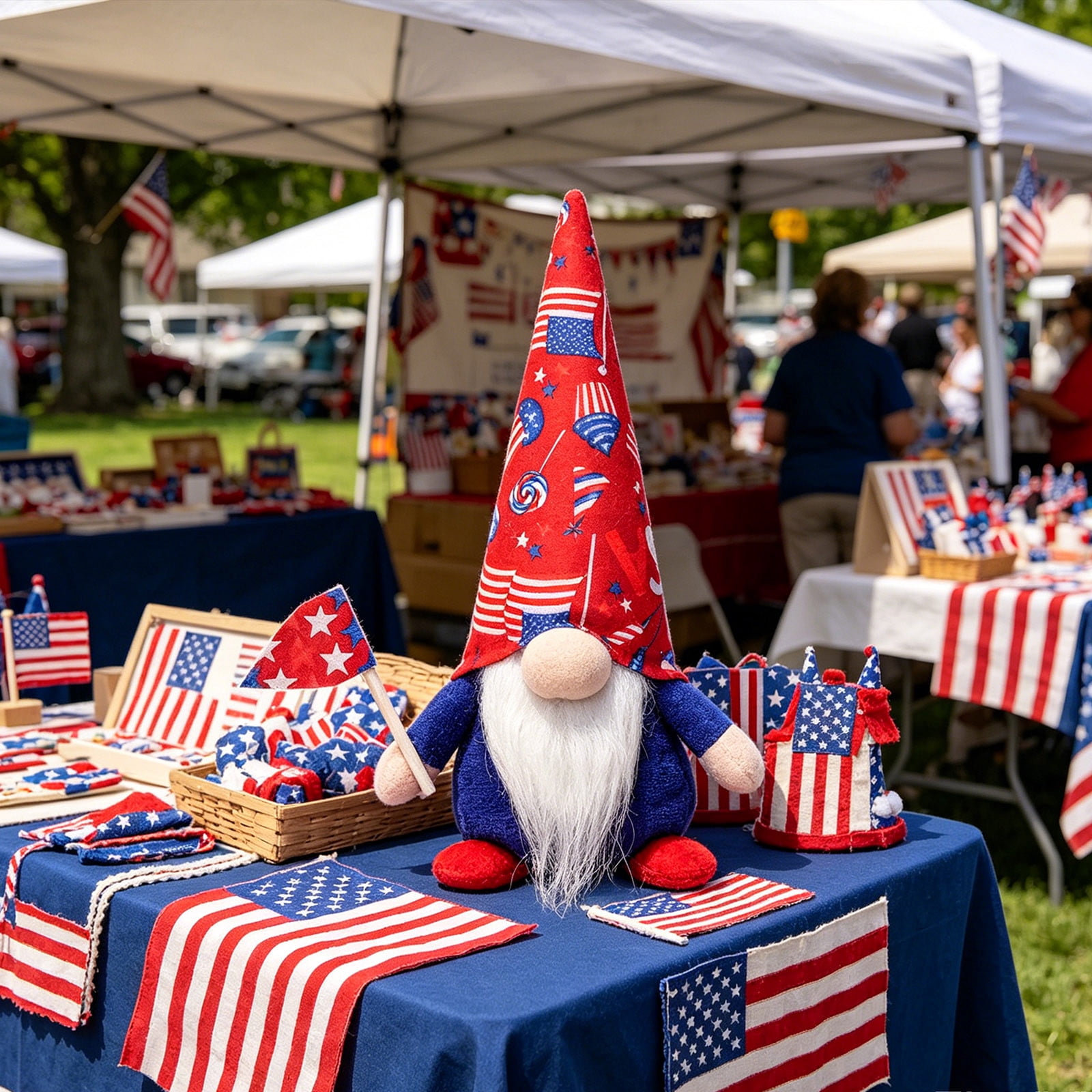 Anhility 4th of July Gnome Plush Doll, Red White Blue USA Flag Pattern ...