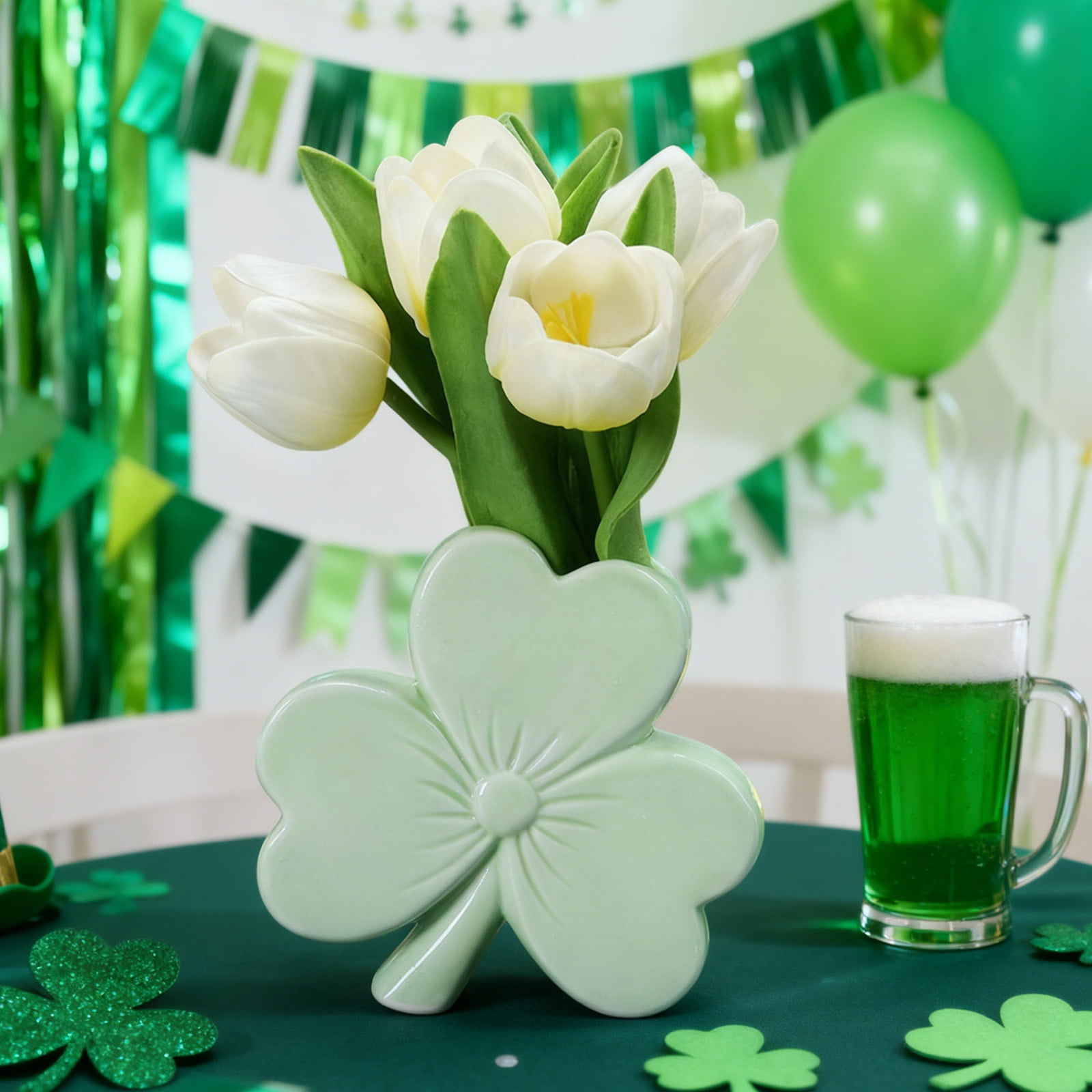 Anhility Ceramic St Patricks Flower Vase Small Green Flower Vases for ...