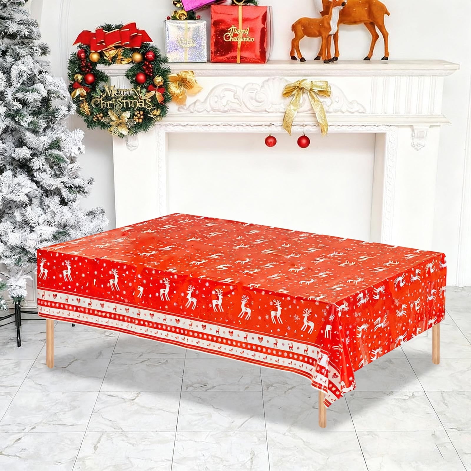 Anhility Christmas Tablecloth Xmas Table Cover Winter Snowflake ...