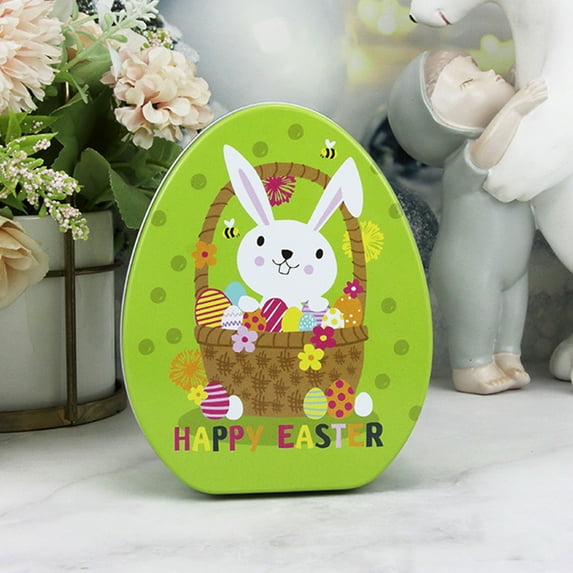 Anhility Easter Tinplate Box , Easter Egg Shape Candy Box Happy Easter ...