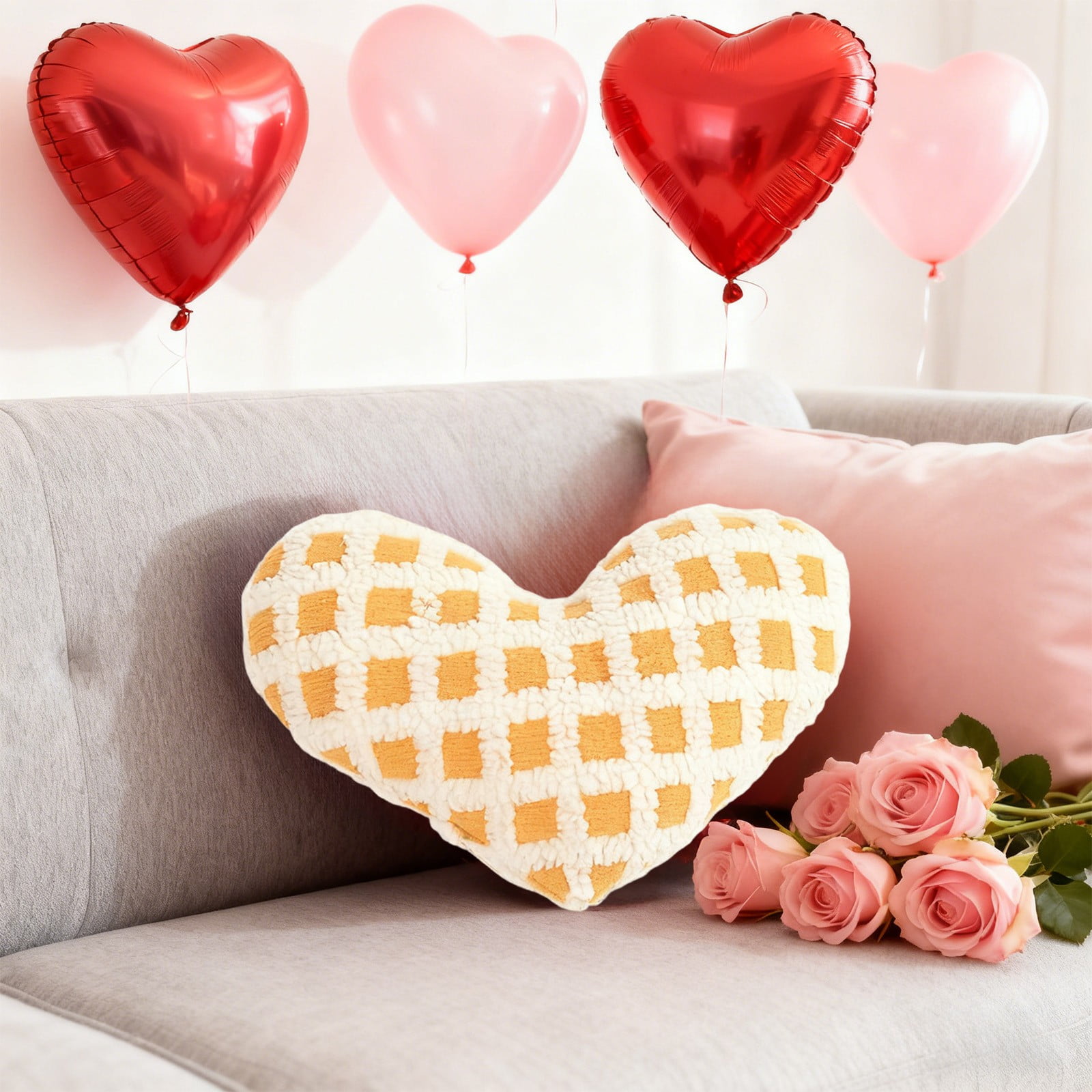 Anhility Heart Shape Pillow Yellow Throw Pillows Decorative Pillows for ...