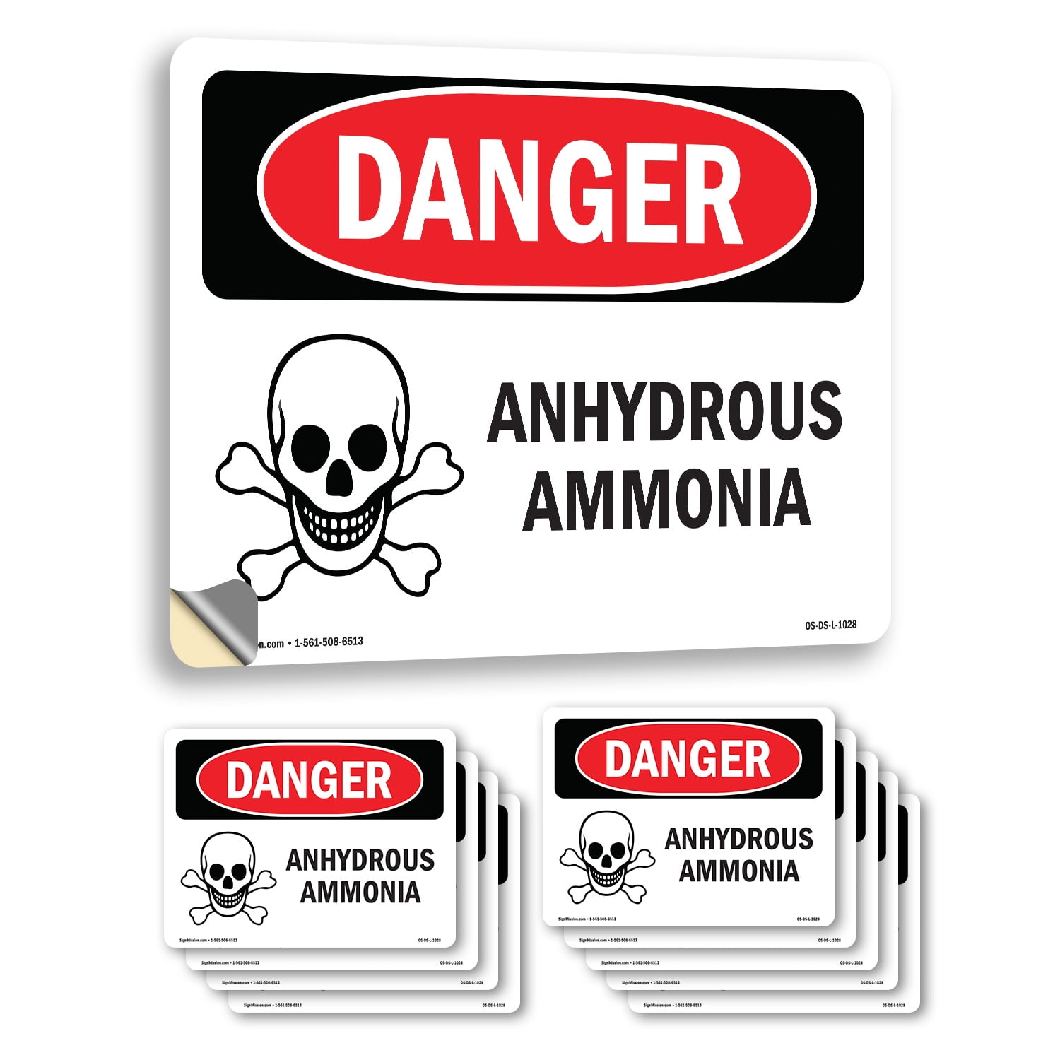 Anhydrous Ammonia OSHA Danger Vinyl Decal Label 14 Inch x 10 Inch - 10 ...